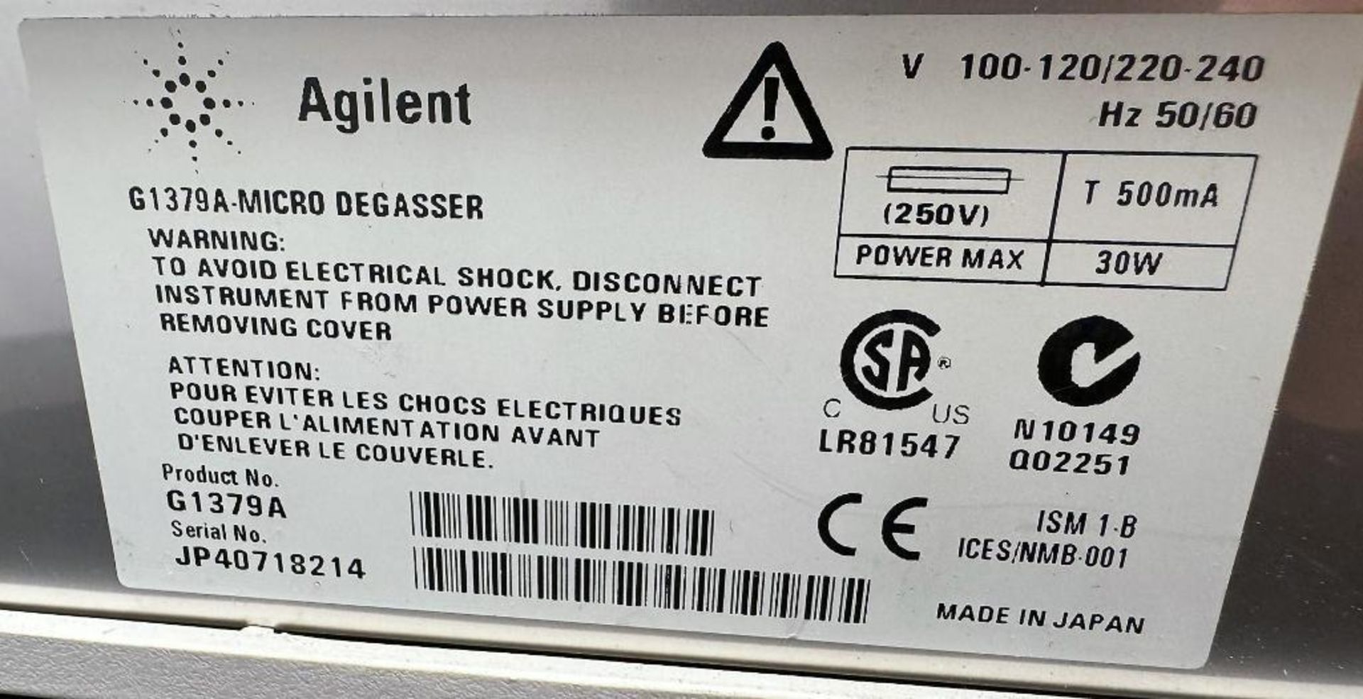 Agilent Technologies Items Consisting Of: (1) Agilent G4260B 1260 ...