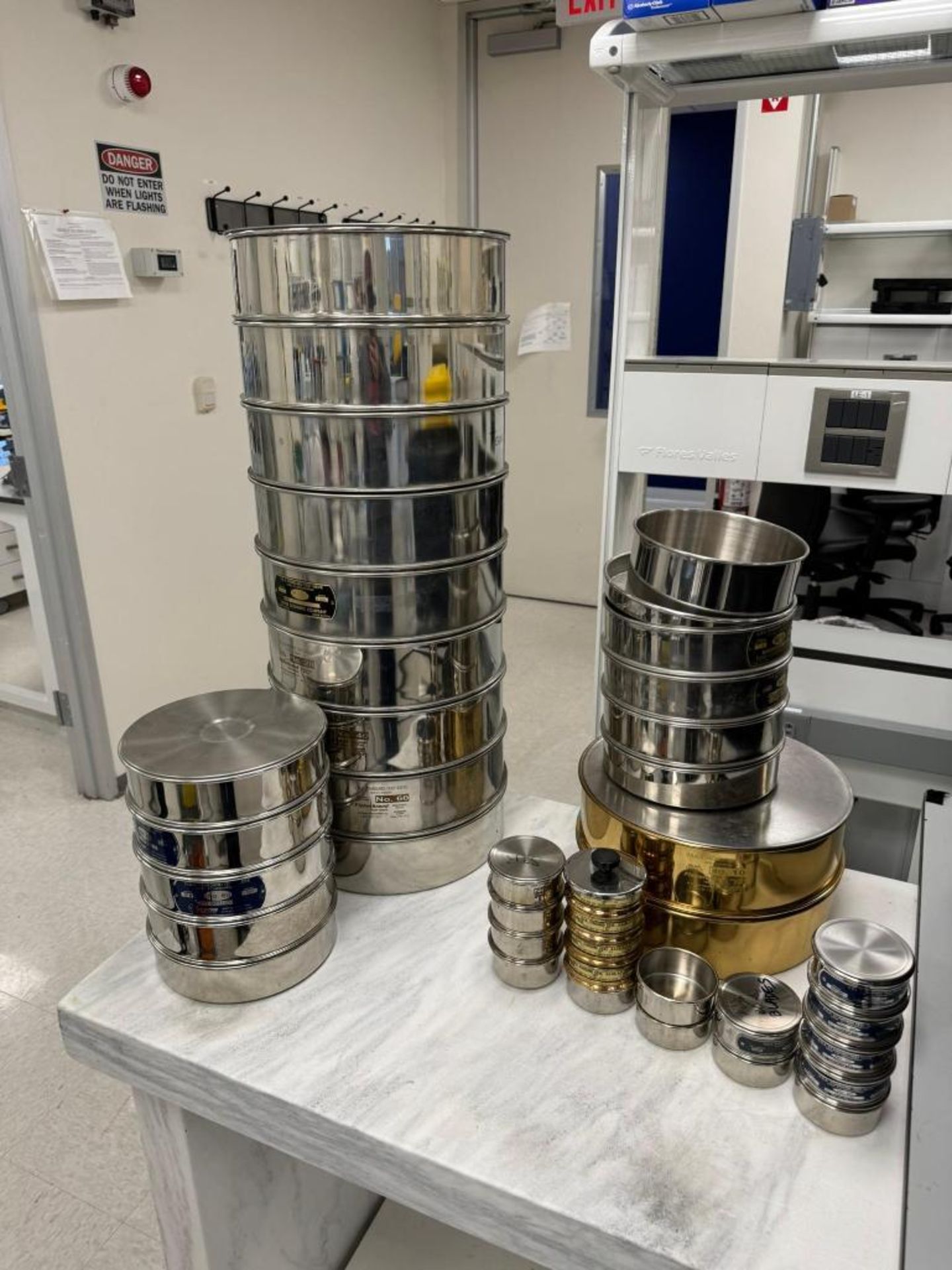 Lot of: Assorted Testing Sieves.