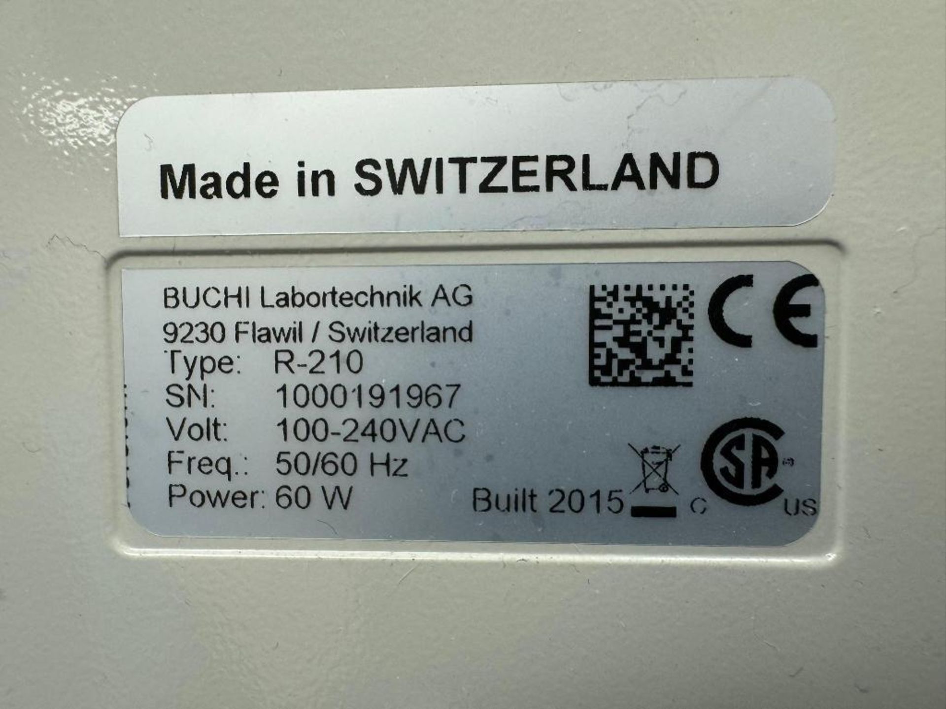 Buchi Rotavapor, Model R-210, Serial# 1000191967, Year 2015. With ...