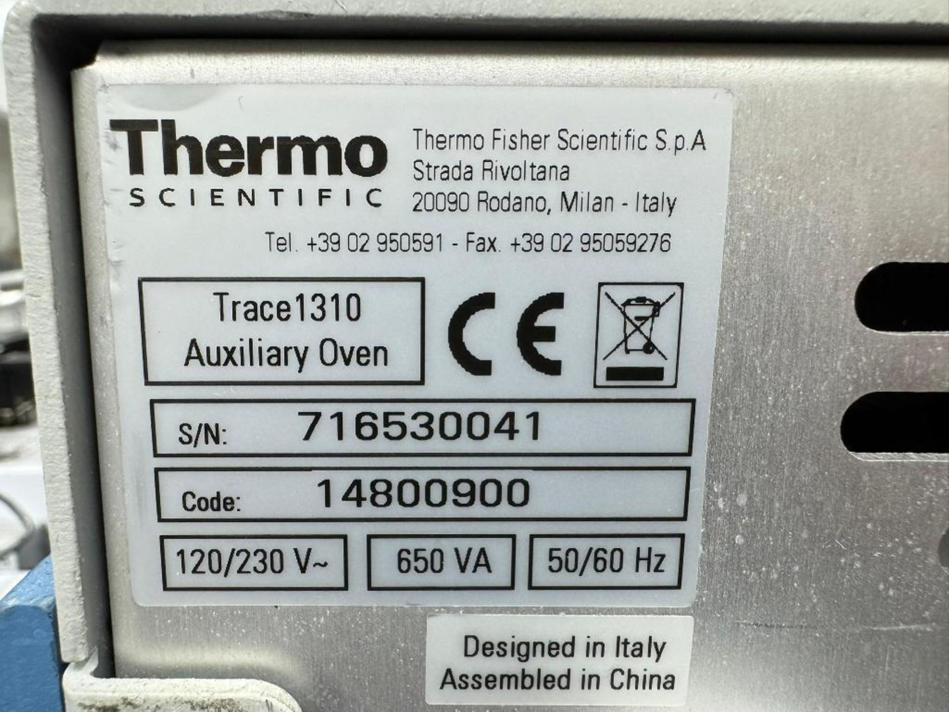 Thermo Scientific Trace 1310 Gas Chromatograph, Serial# 716100552. With ...