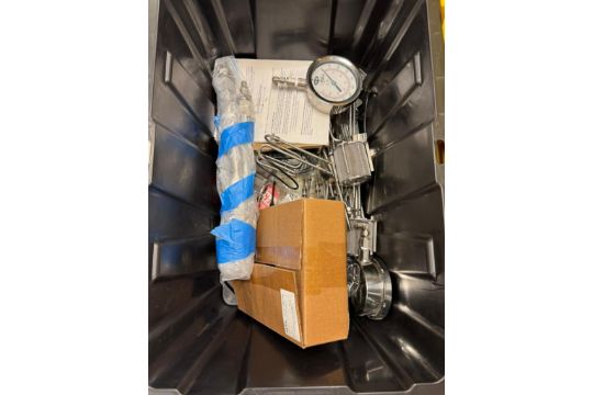 Lot Of Assorted Parr Parts. With (4) bins of stirrers, baskets, filter ...