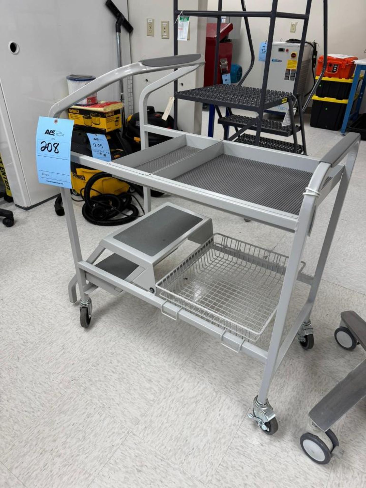 Lot Consisting Of: (1) Labconco stockroom cart, (1) round step stool ...