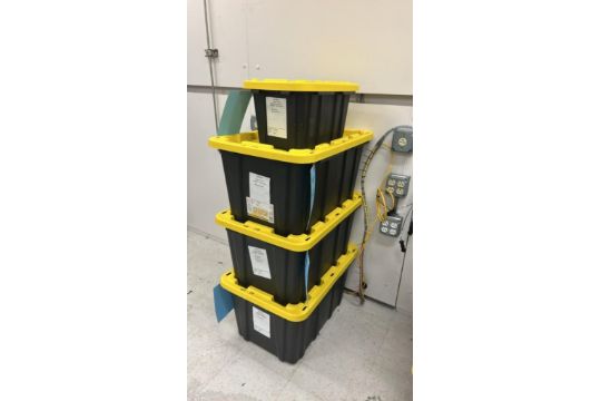 Lot Of Assorted Parr Parts. With (4) bins of stirrers, baskets, filter ...