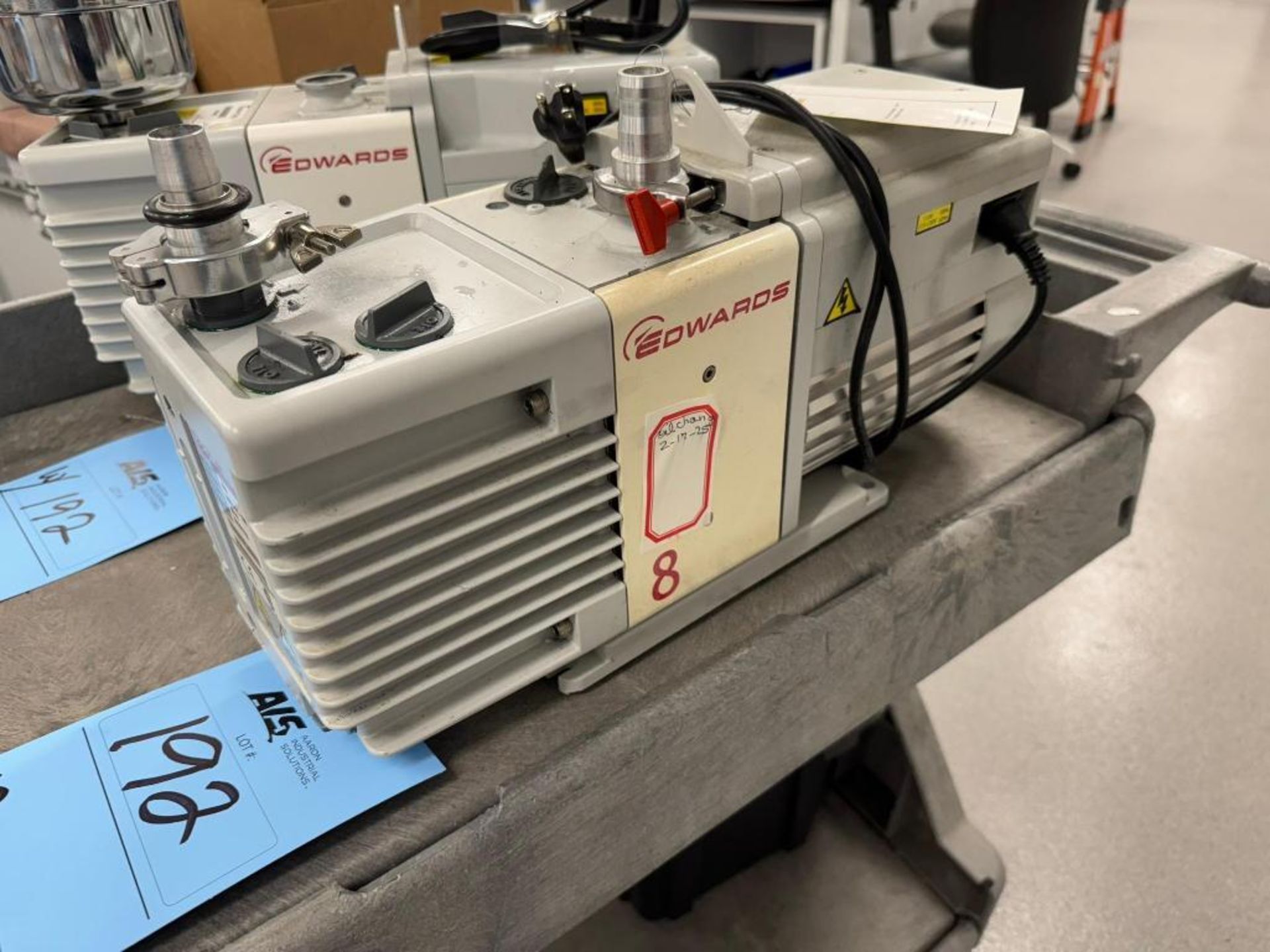 Lot Of (2) Edwards RV8 Vacuum Pumps. Serial# 086321756 & 972118281.