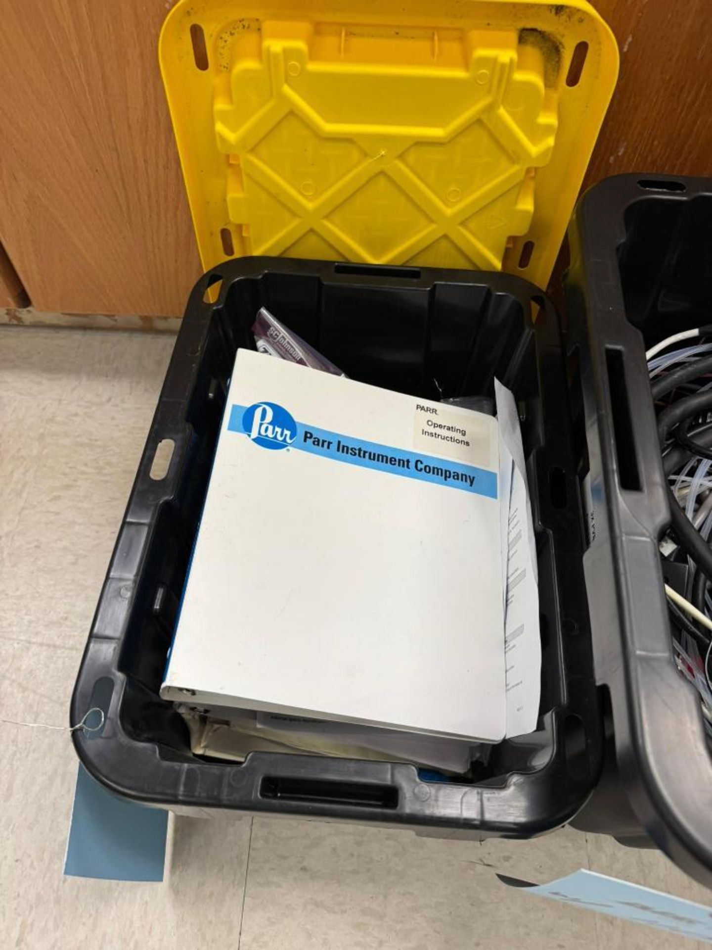 Lot Of Assorted Parr Parts. With (4) bins of stirrers, baskets, filter ...