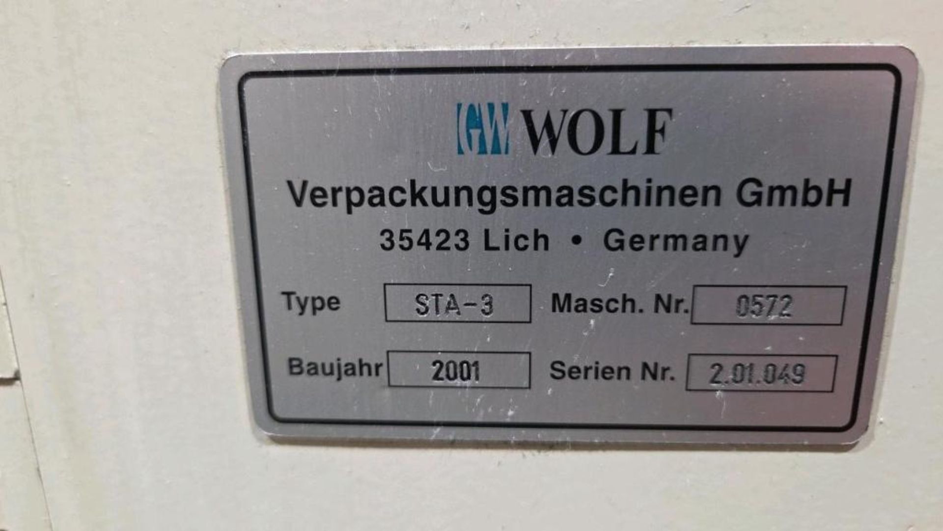 Wolf STA-3 Sachet Collator, 2001, Serial 2.01.049
