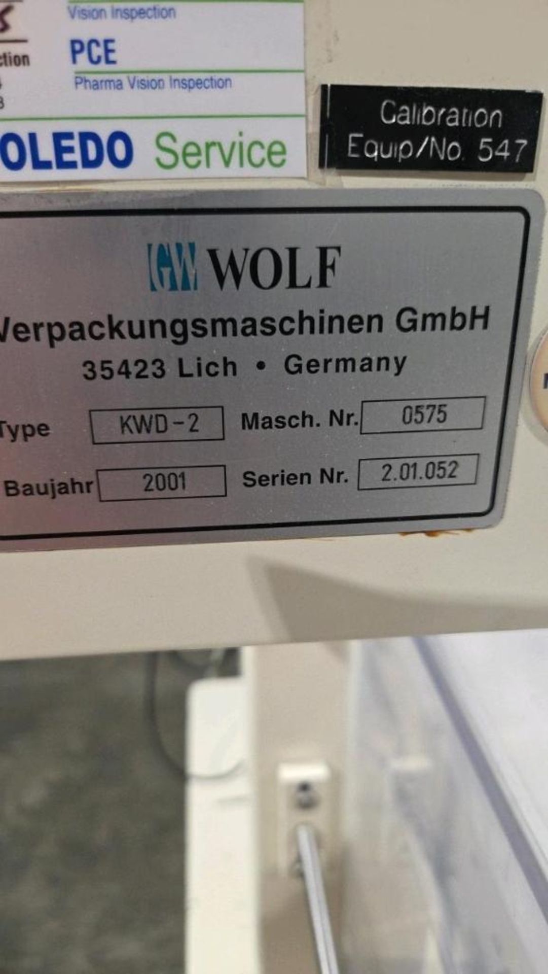 Wolf KWD-2 Industrial Checkweigher, Serial No. 2.01.052, 2001