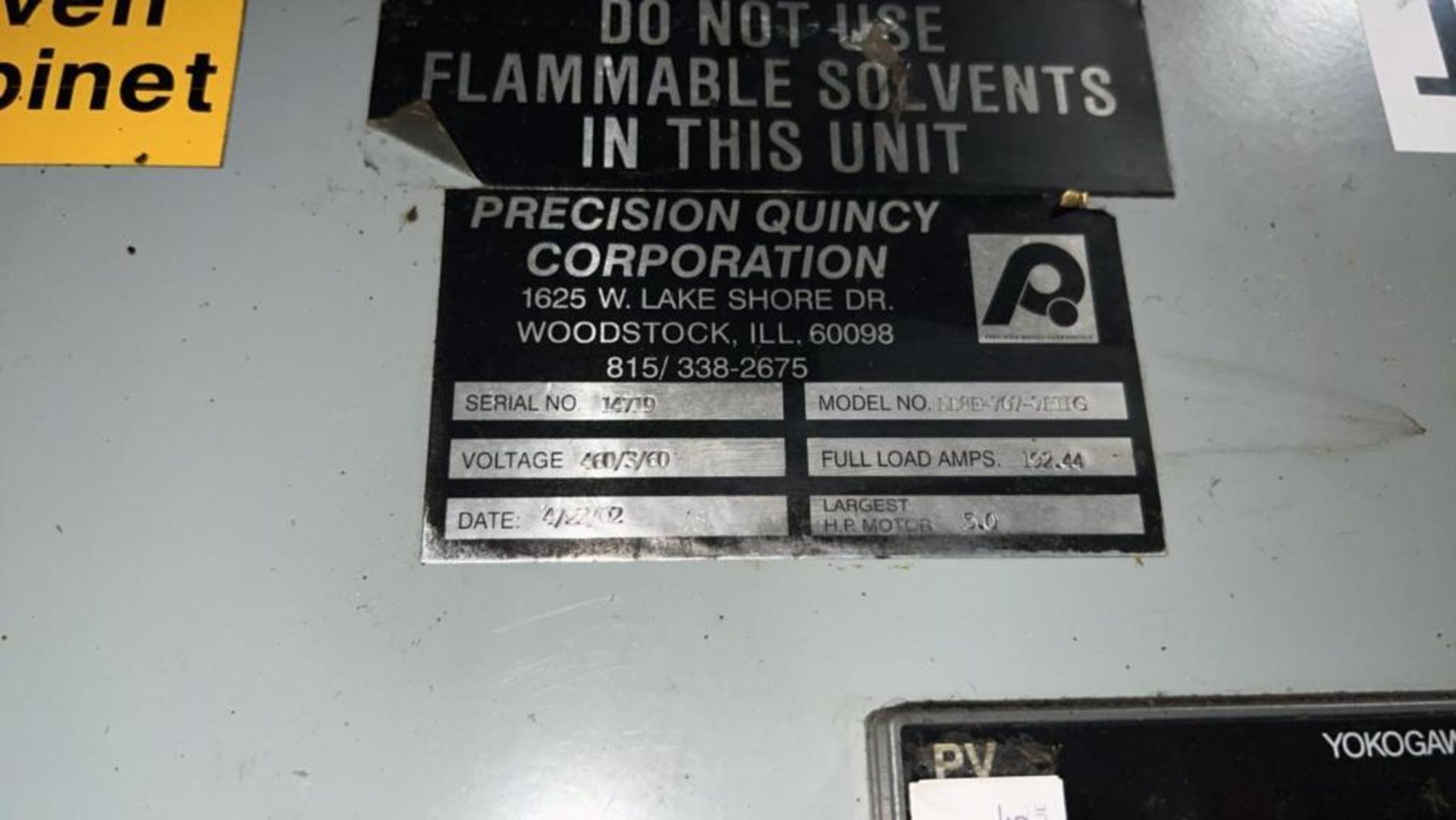 Precession Quincy Corporation Electric Draw Oven, Model# HD8E-707-JB11G ...