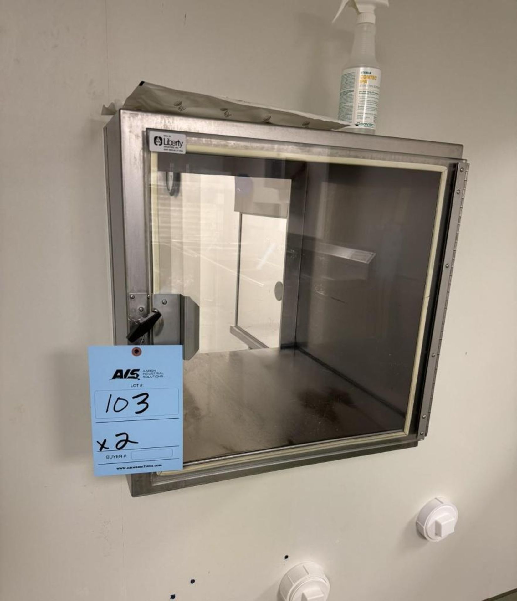 Lot Of (2) Liberty stainless steel wall pass thru, approximate 24" x 24 ...