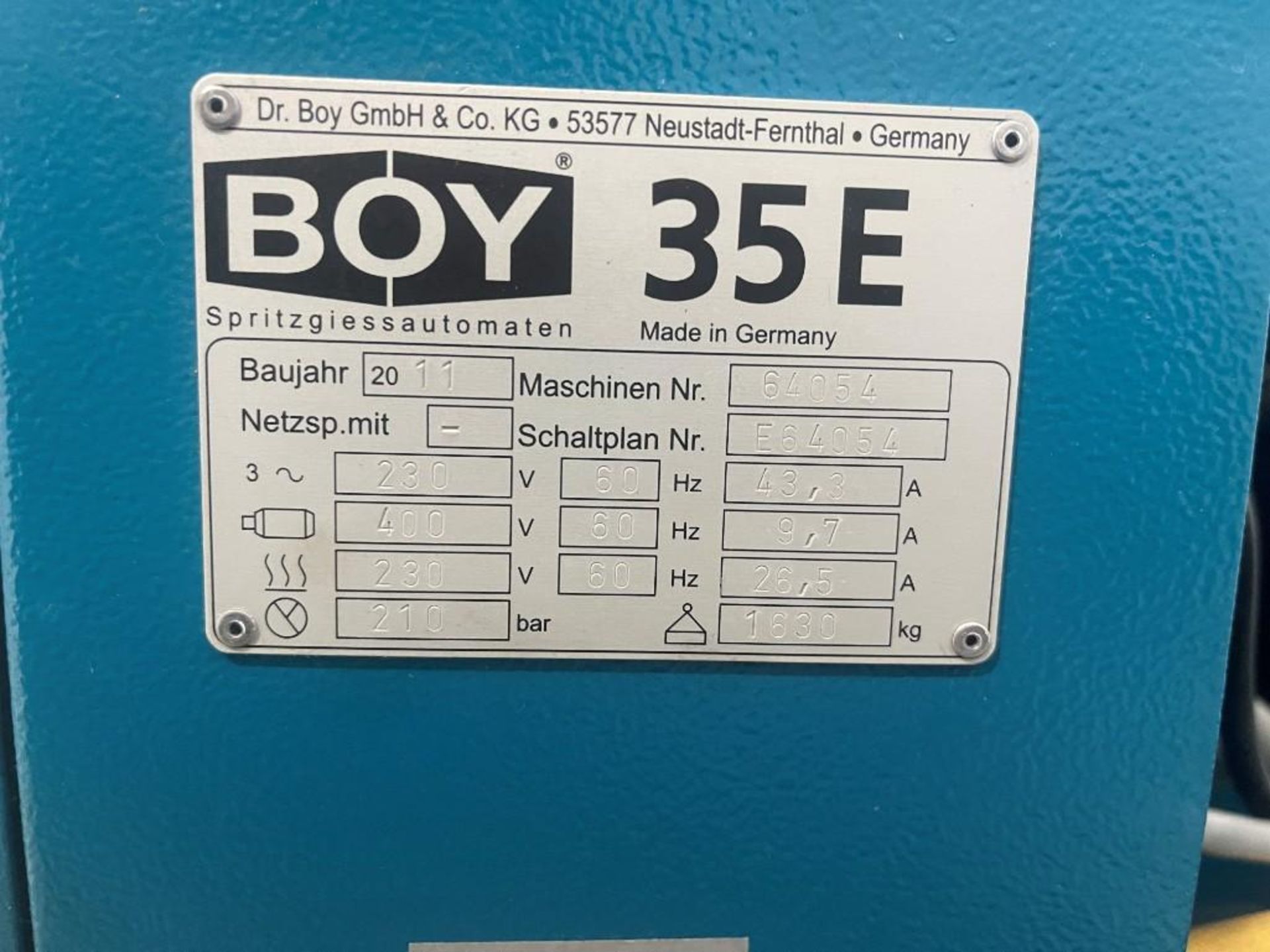 (2011) 35 Ton Boy Vertical Injection Molding Machine, Year: 2011 ...