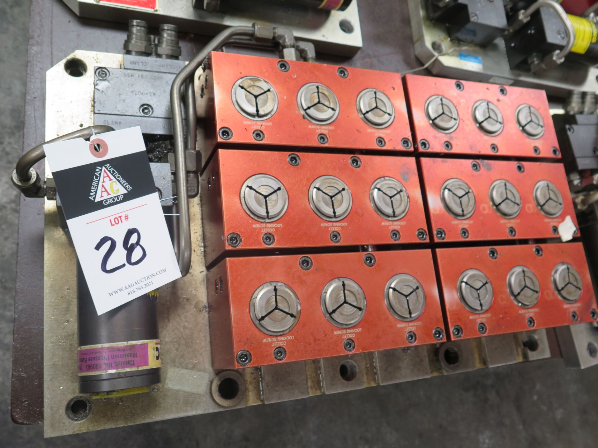 Lexair Inc. 5C Collet Hydraulic Work Holding Station w/ (6) 3-Station ...