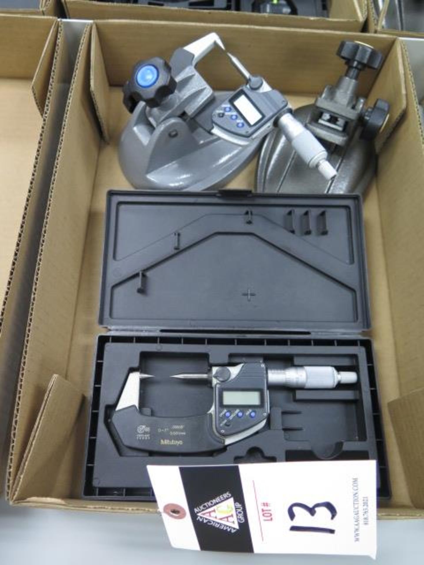 Mitutoyo 0-1" Digital Piont Mics (2) w/ Mic Stands (SOLD AS-IS - NO ...