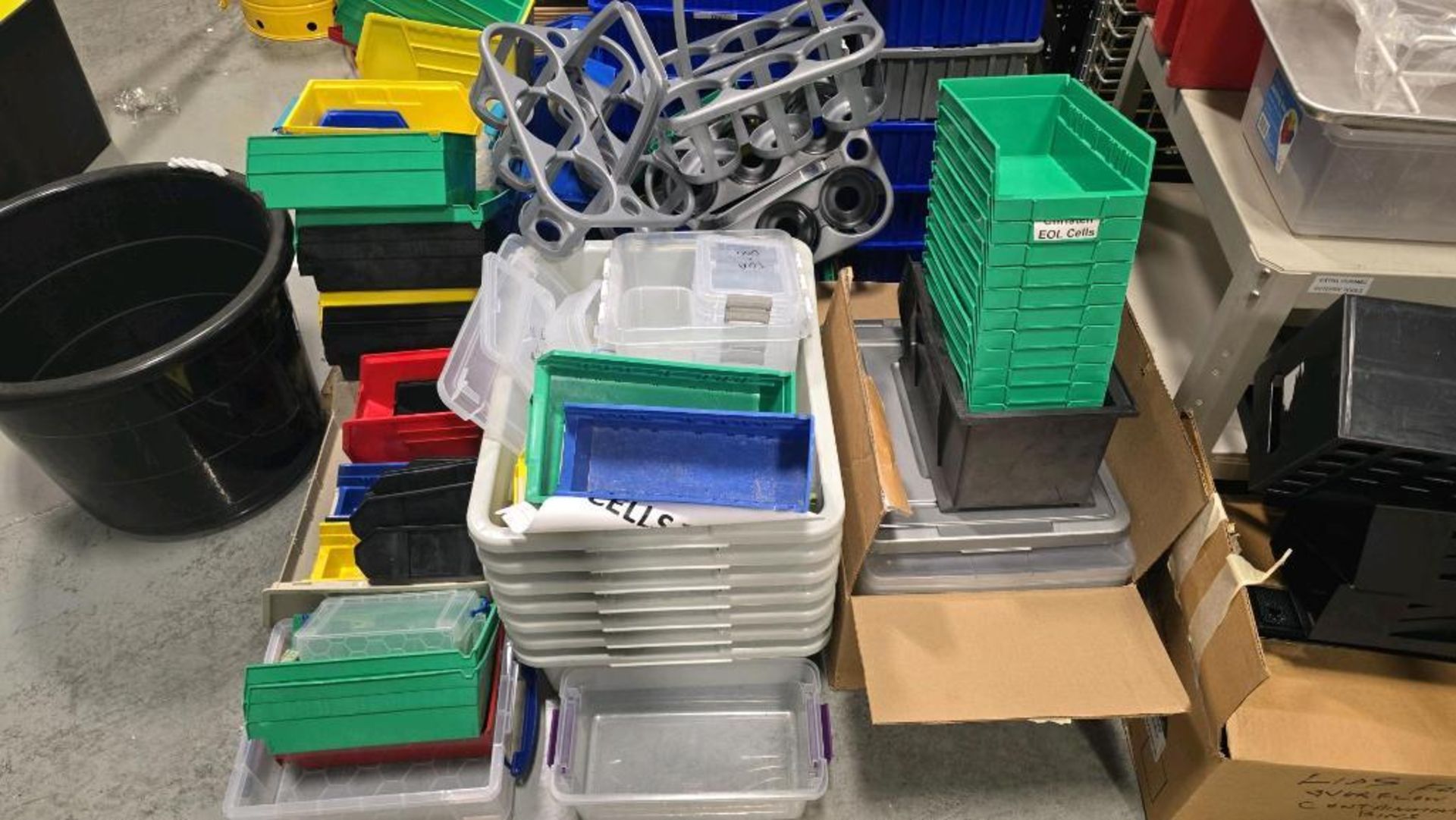 Misc. Lot of Plastic Containers, Sheets, Rack; 1 Pallet of Misc ...