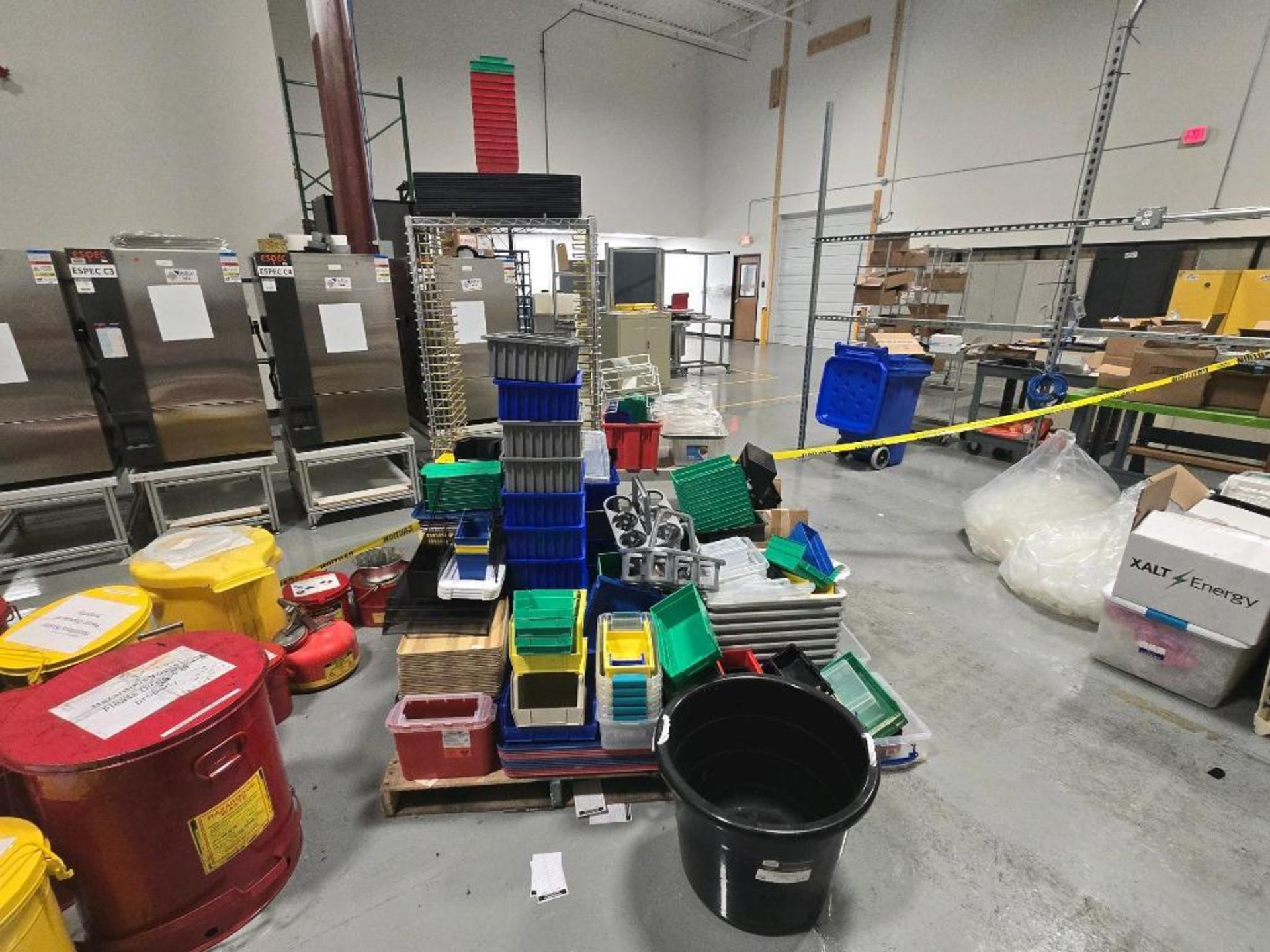 Misc. Lot of Plastic Containers, Sheets, Rack; 1 Pallet of Misc ...