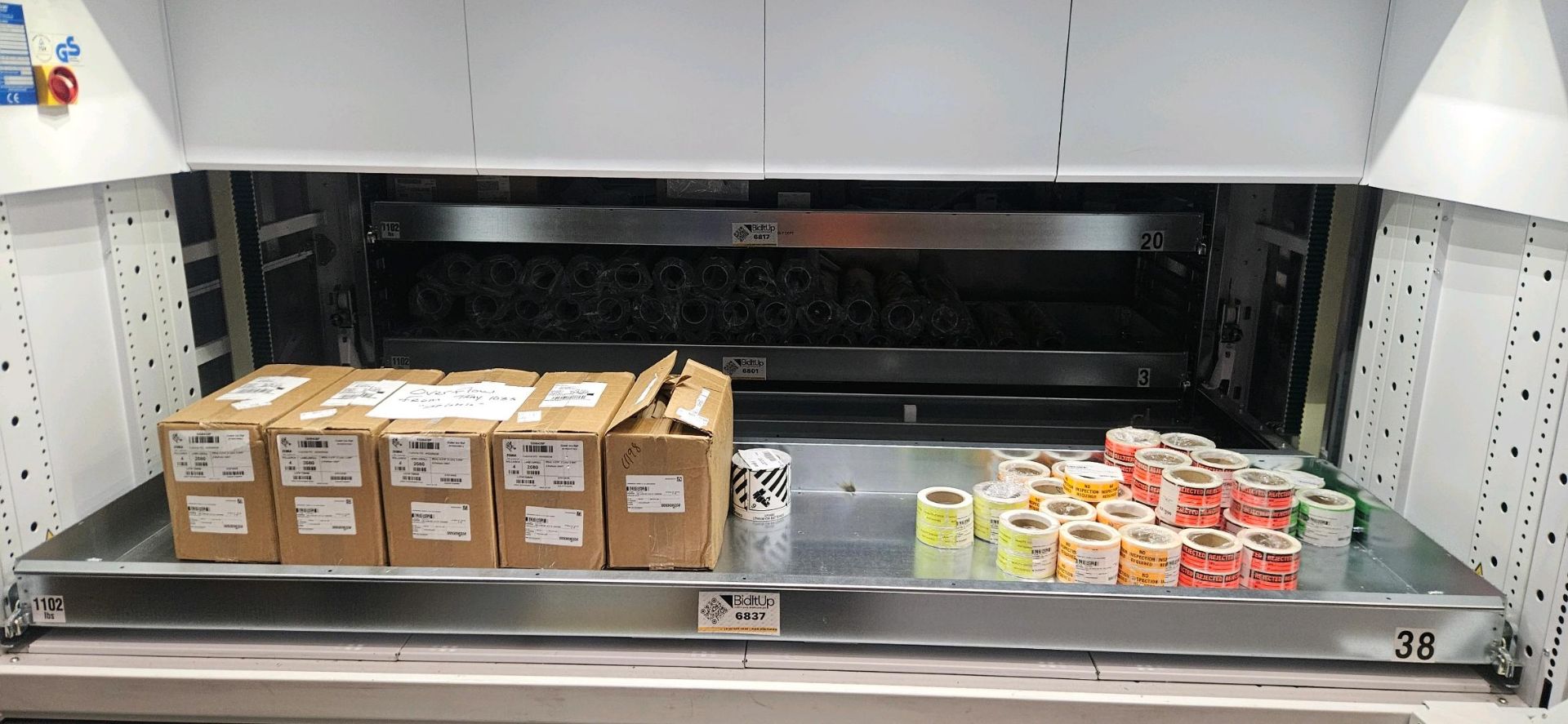Divider Tray of 1038- (5) Boxes of 2080 Zebra Z-Perform 1500T Labels 4. ...