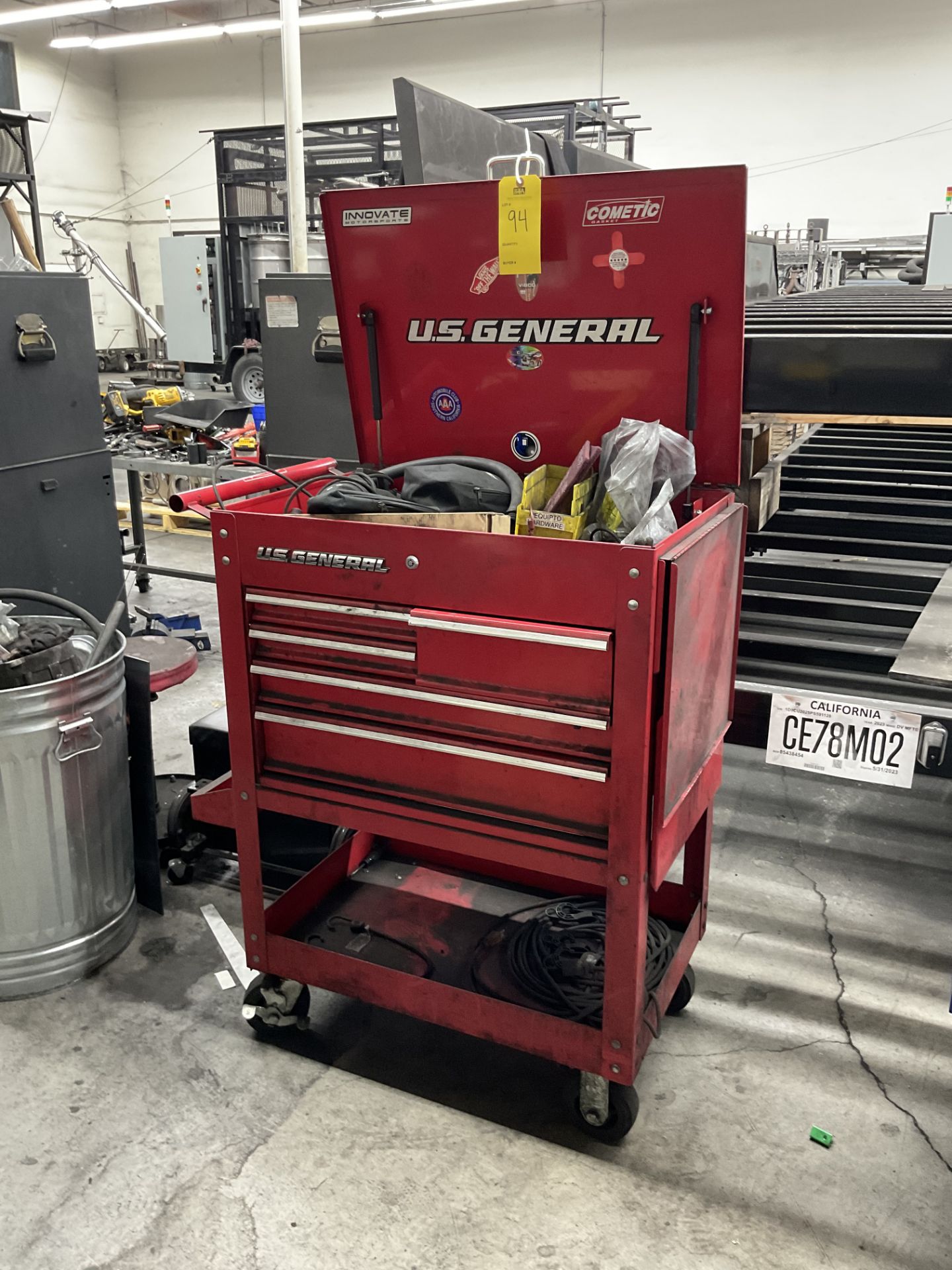 US GENERAL TOOL CHEST AND CONTENTS, RED