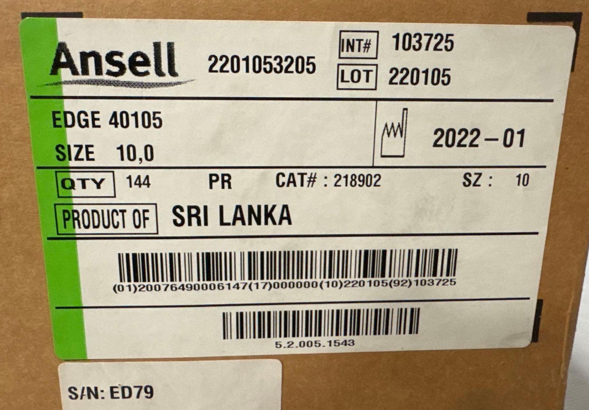 1 Case - Ansell Edge General Purpose Gloves Item Number: 218902Size ...