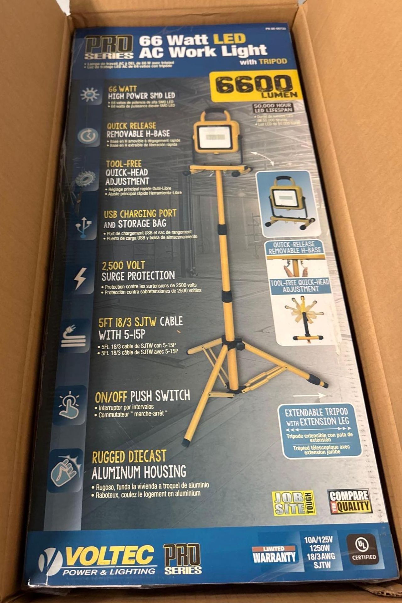 Voltec Pro Series 66 Watt LED AC Work Light with Tripod Item Number: 08 ...