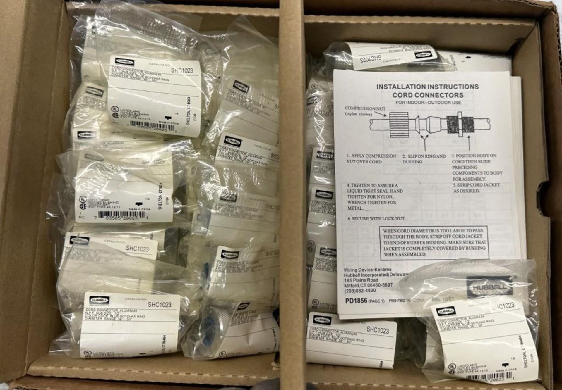 Hubbell #SHC1023 Aluminum Cord Connectors Hub Size: 1/2"Diameter Range ...
