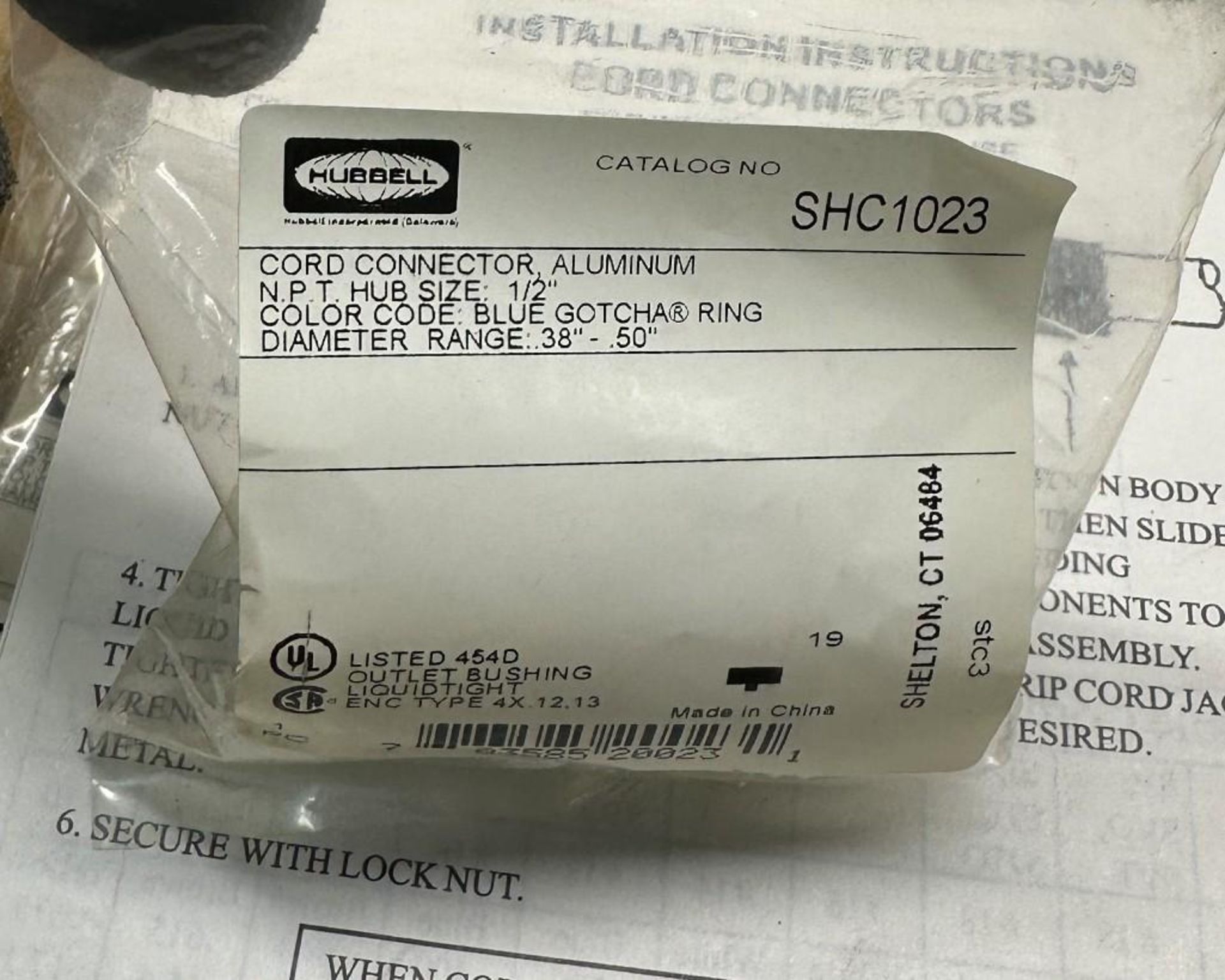 Hubbell #SHC1023 Aluminum Cord Connectors Hub Size: 1/2"Diameter Range ...