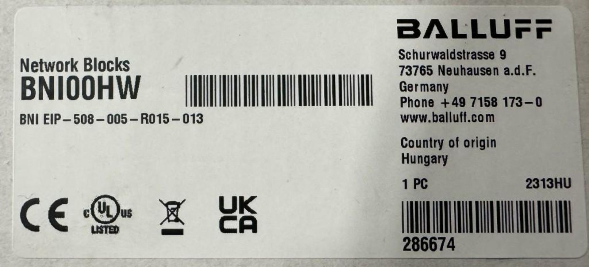 Lot of (30) BALLUFF #BNI00HW #EIP-508-005-R015-013 Network Blocks