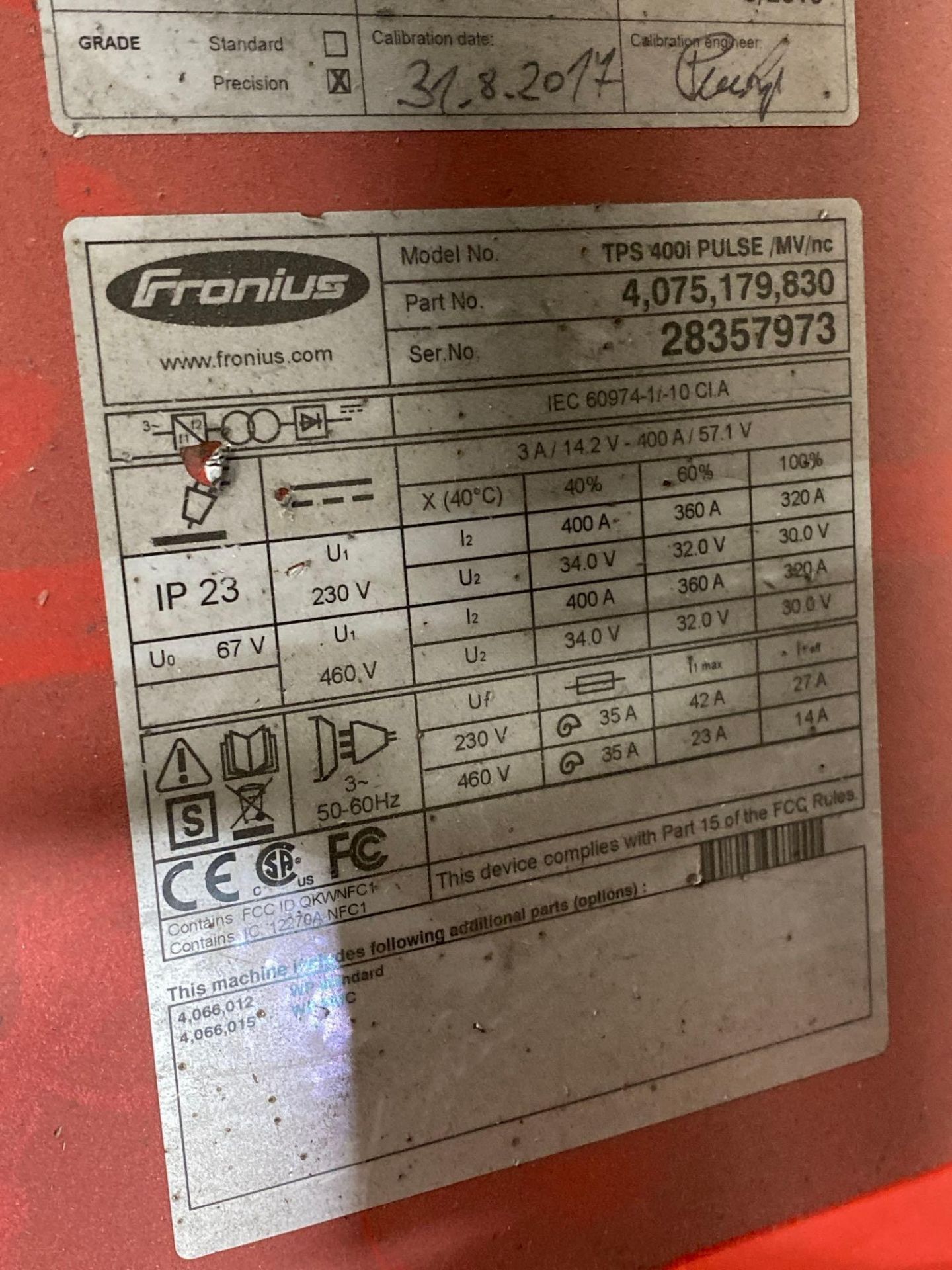 Fronius TPS 400i Mig Welder w/ WF 25i Wire Feeder Nice Cart w/ Welding ...