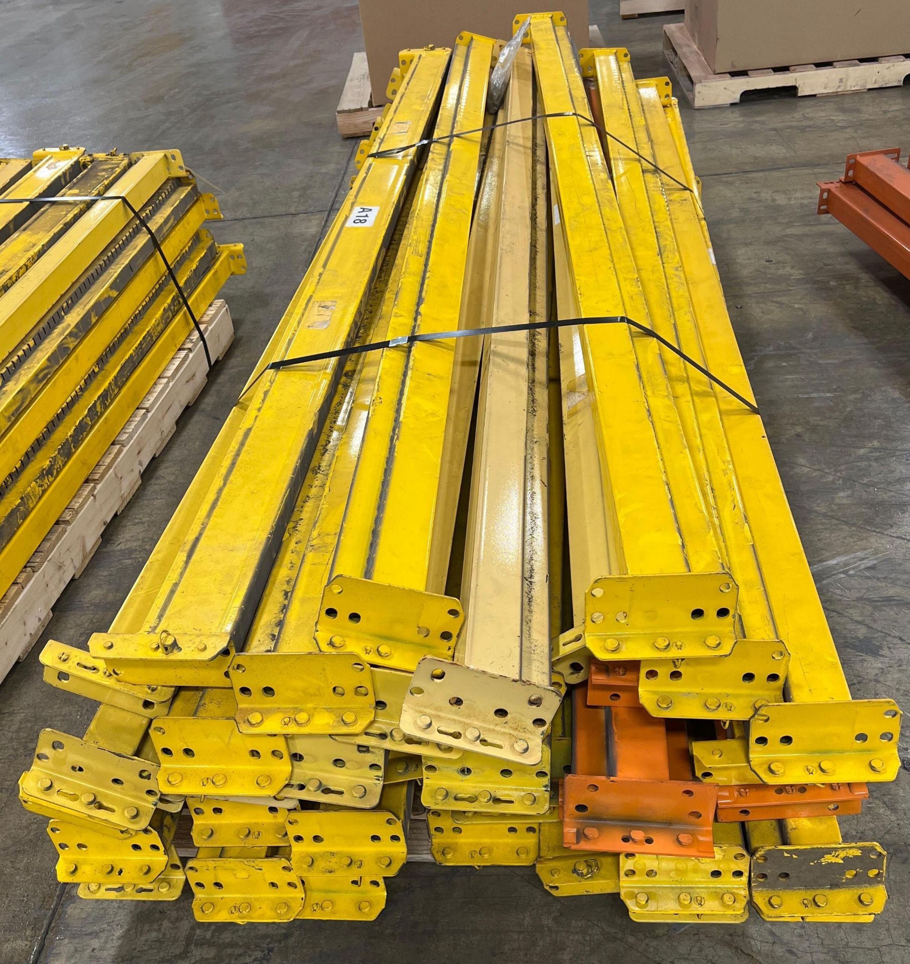 Loading Fee: $ 40 Lot of (45) 4in x 96in Pallet racking Beams