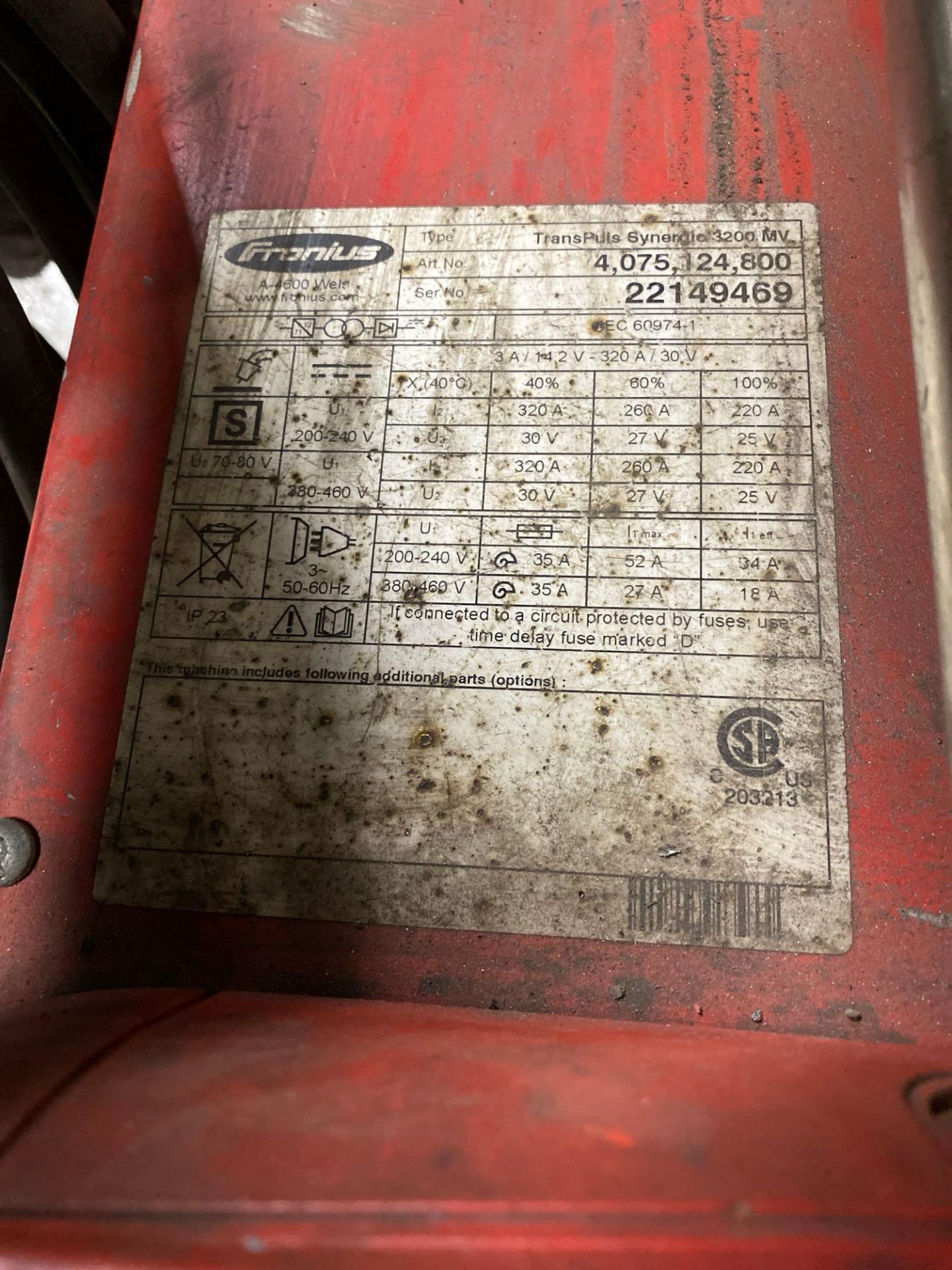 Loading Fee: $40 Fronius TransPuls Synergic 3200 w/ VR 4000 Wire Feeder ...