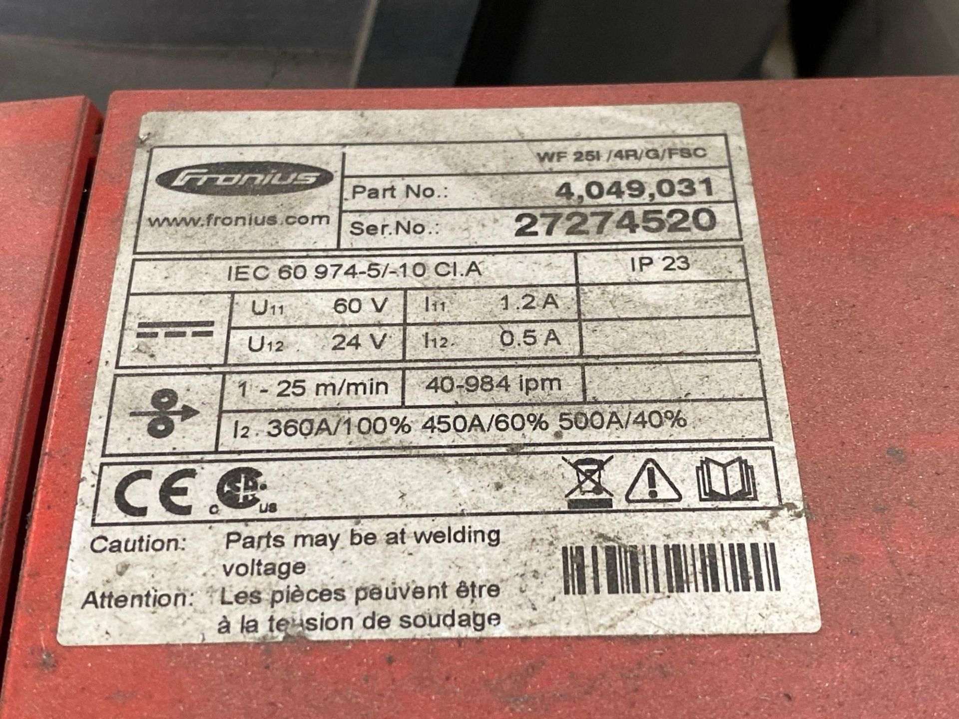Loading Fee: $40 Fronius TPS 400i Mig Welder w/ Fronius WF 25i Wire ...