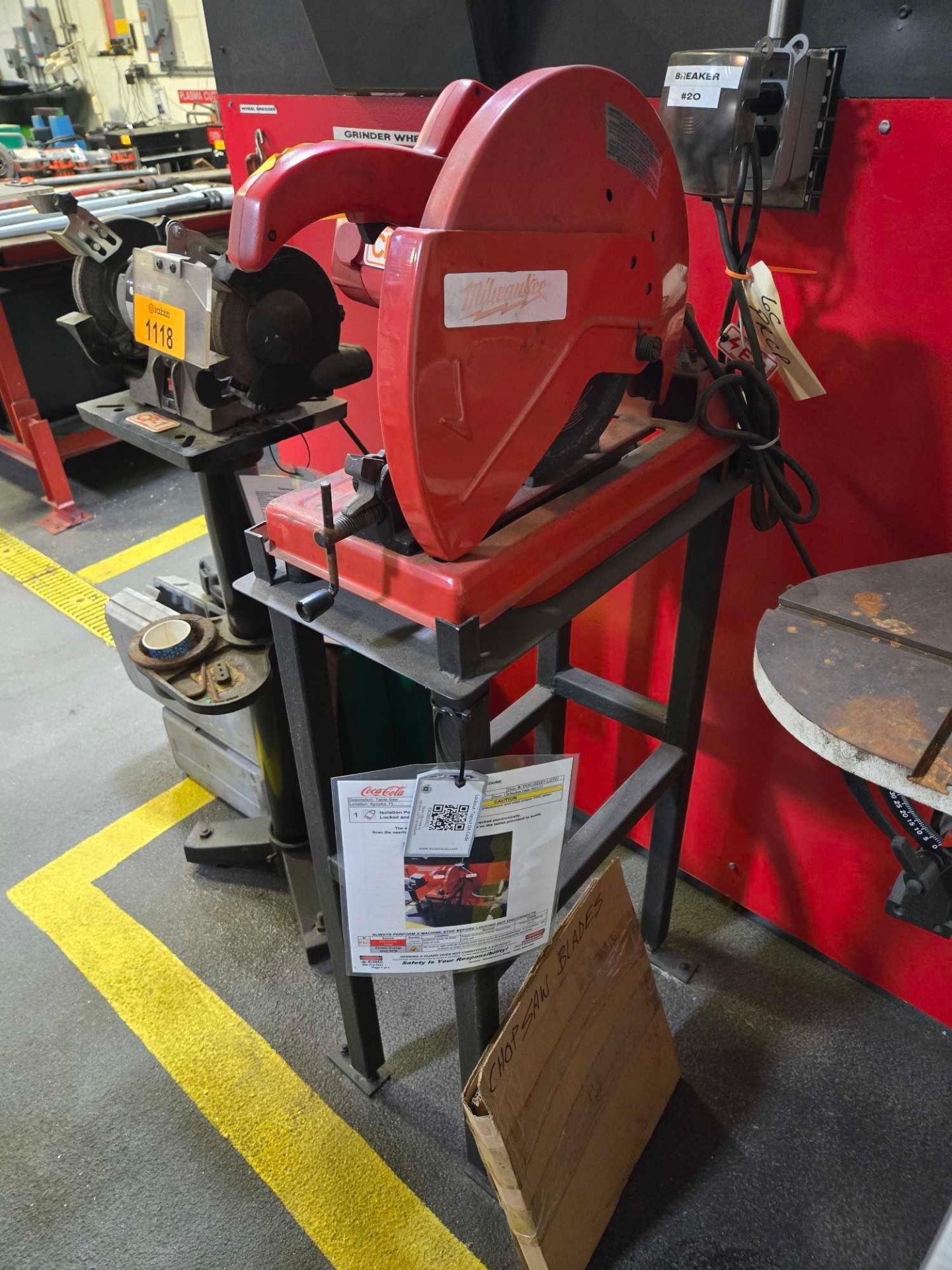 Milwaukee 14 inch chop saw with extra cutting blades m/n 6175, s/n ...