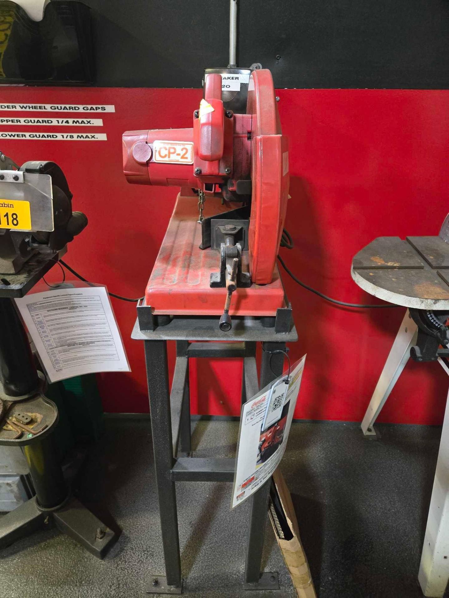 Milwaukee 14 inch chop saw with extra cutting blades m/n 6175, s/n ...