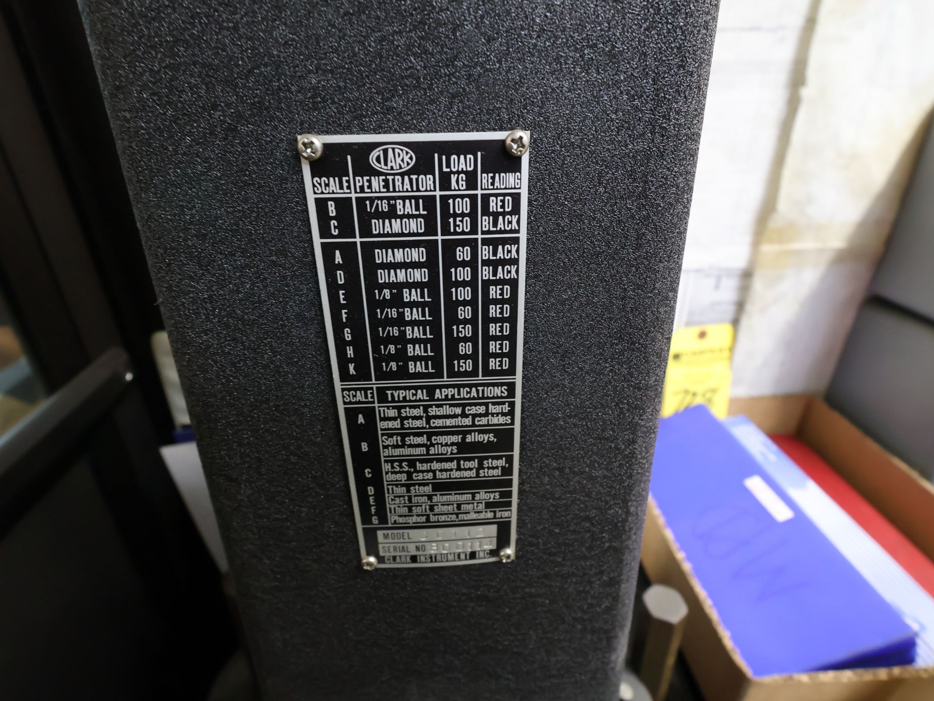 Clark Instrument Mdl. CDT-12 Hardness Tester, S/N: 80D114