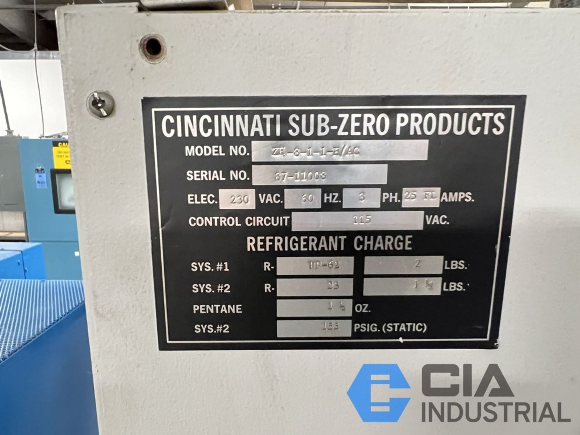 CINCINNATI SUB-ZERO PRODUCTS MODEL ZH-8-1-1-H/AC ENVIRONMENTAL CHAMBER ...