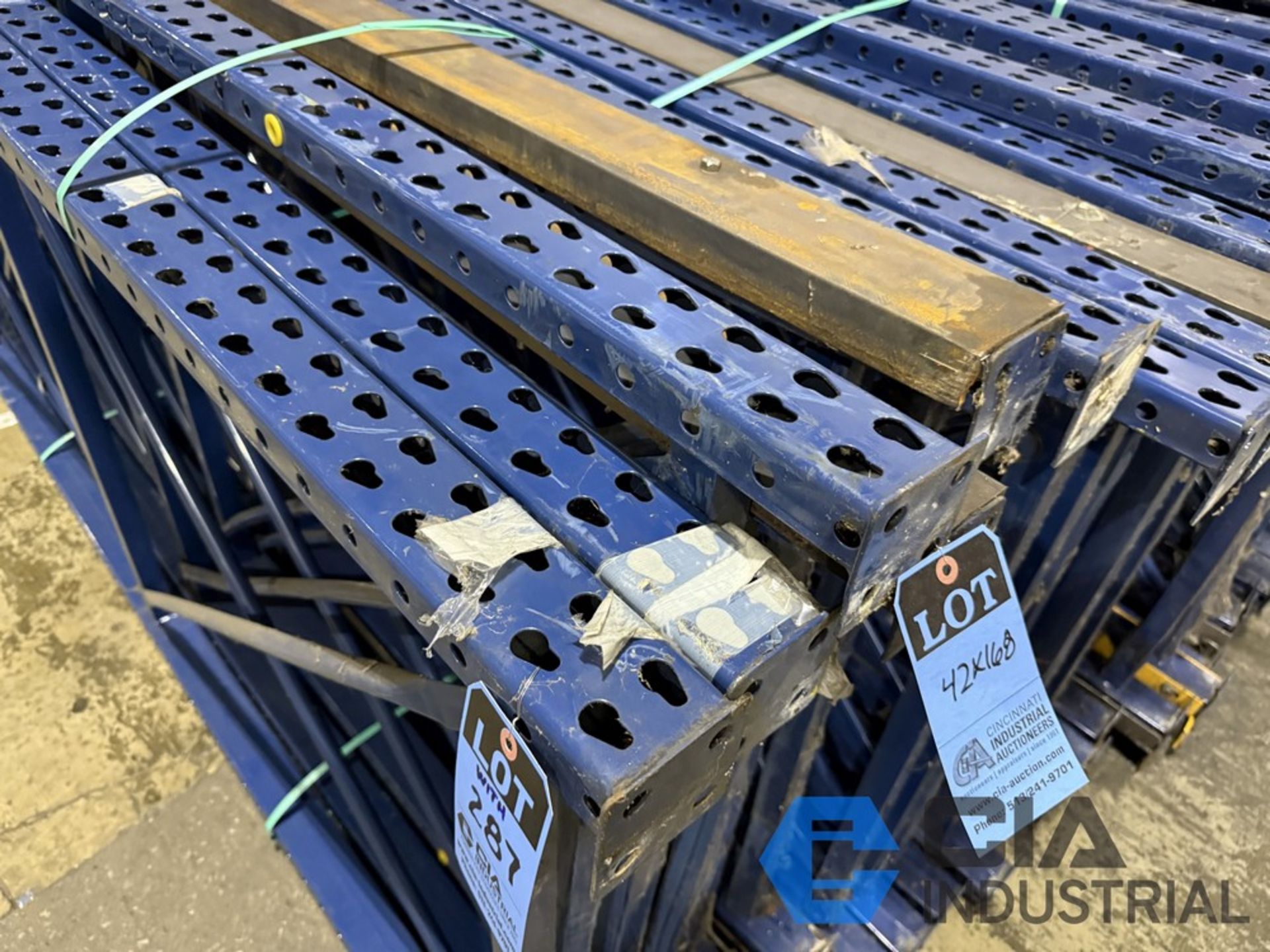 { Group of lots: 286, 287 (P) } 42" X 168" TEARDROP STYLE PALLET RACK ...