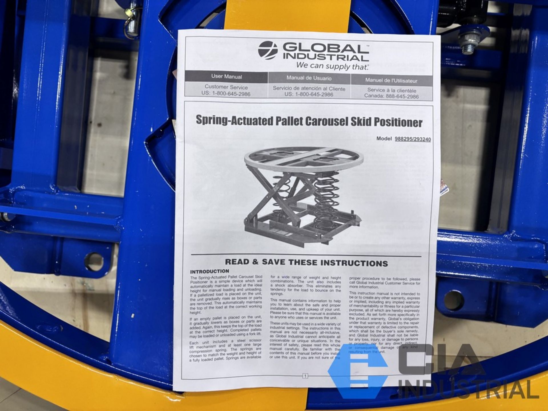 GLOBAL MODEL 988295/WSL100 BRAND SEW SPRING ACTUATED PALLET CAROUSEL ...