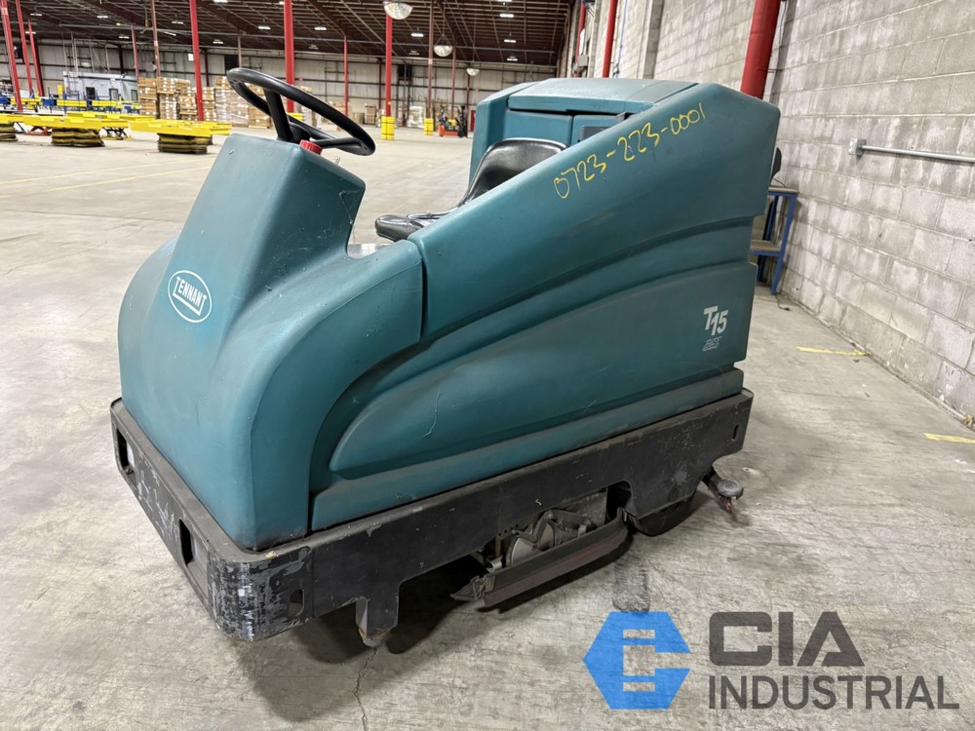 TENNANT MODEL T15 36 VOLT SIT-DOWN ELECTRIC FLOOR SCRUBBER; S/N T15 ...
