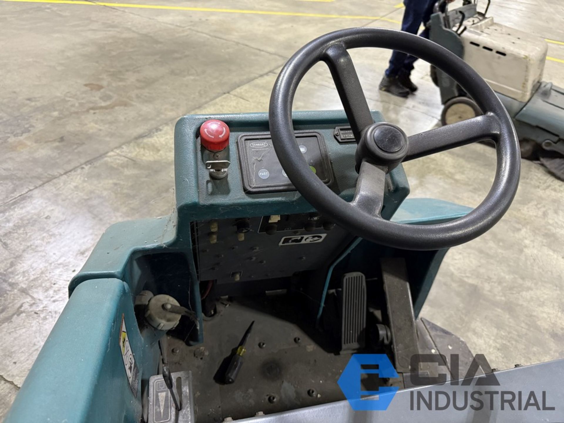 TENNANT MODEL T15 36 VOLT SIT-DOWN ELECTRIC FLOOR SCRUBBER; S/N T15 ...