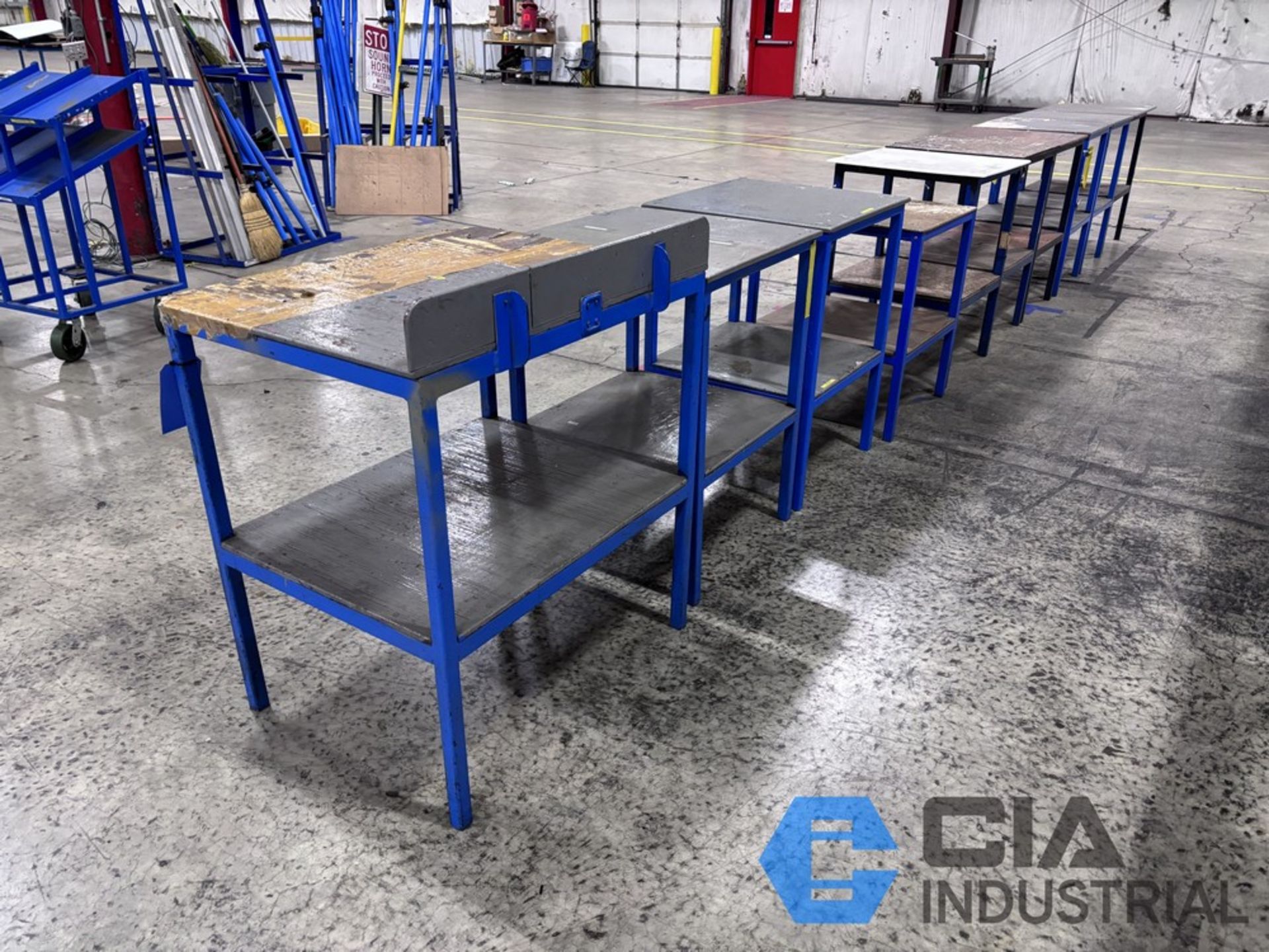 MISC. HD STEEL FRAME TABLES, 24" X 24" AND 33" X 26"