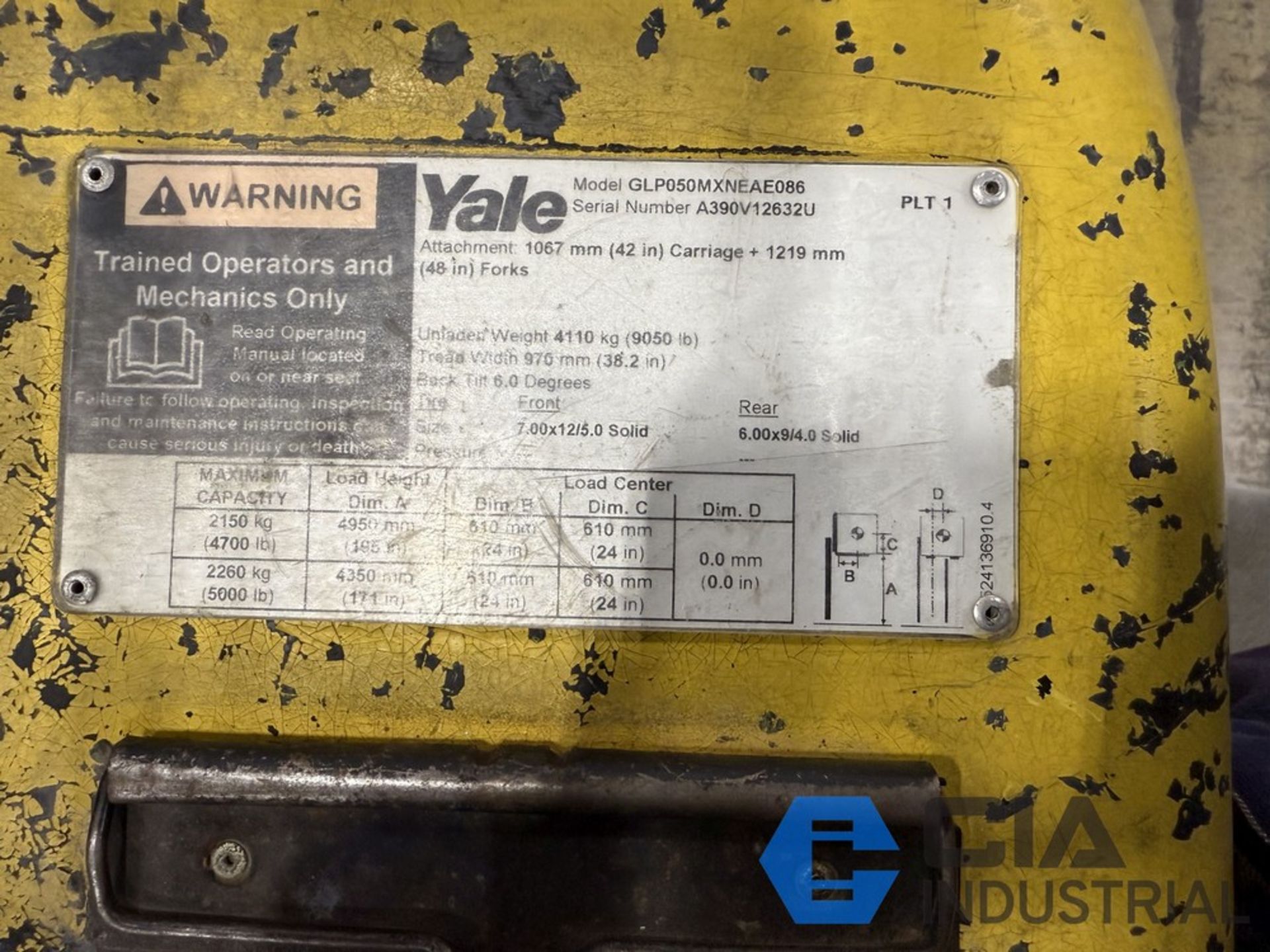 2020 - 5,000 LB. YALE MODEL GLP050MX LPG SOLID PNEUMATIC TIRE FORKLIFT ...