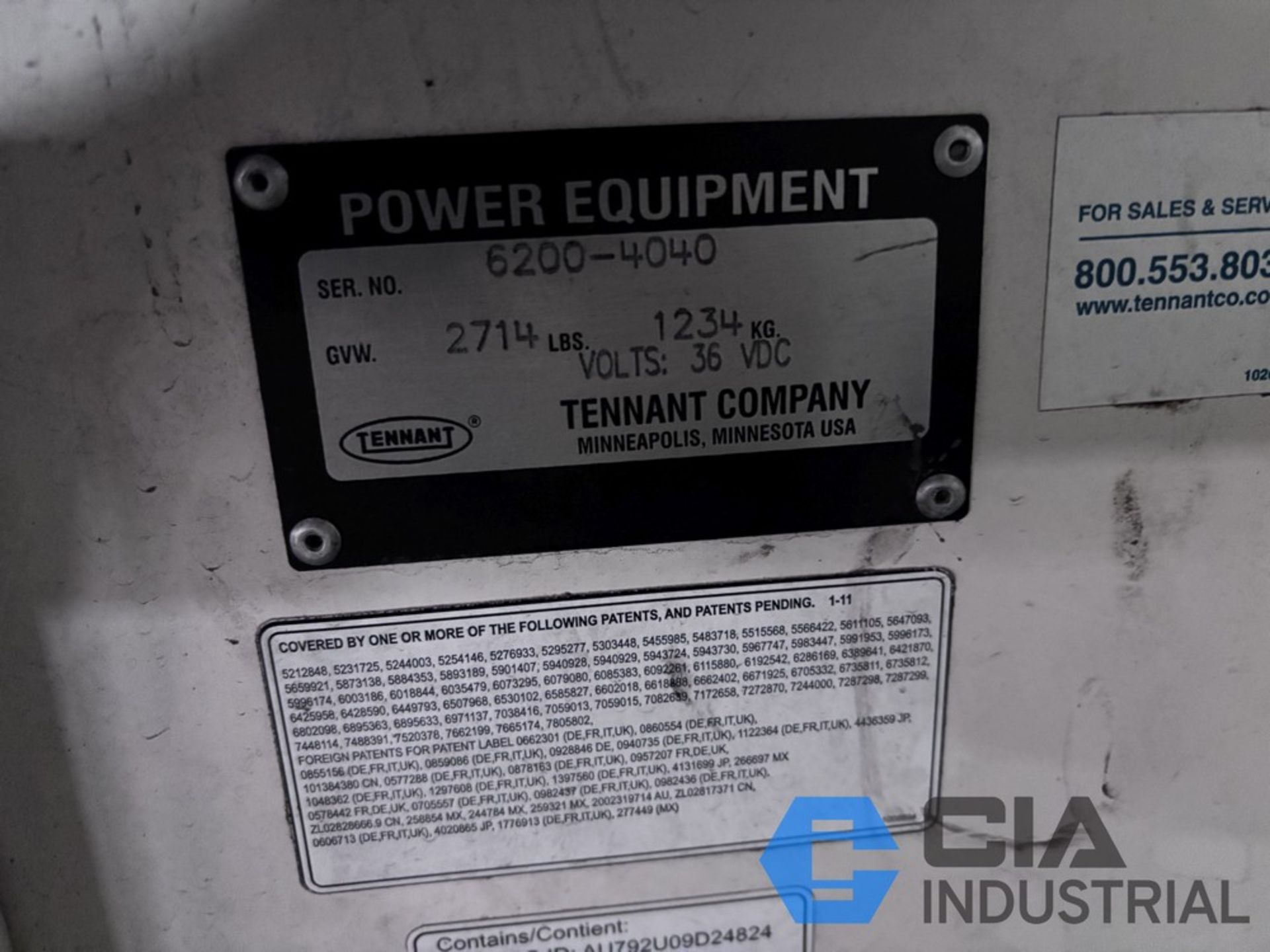 TENNANT MODEL 6200 ELECTRIC RIDE ON FLOOR SWEEPER / SCRUBBER; S/N 6200 ...