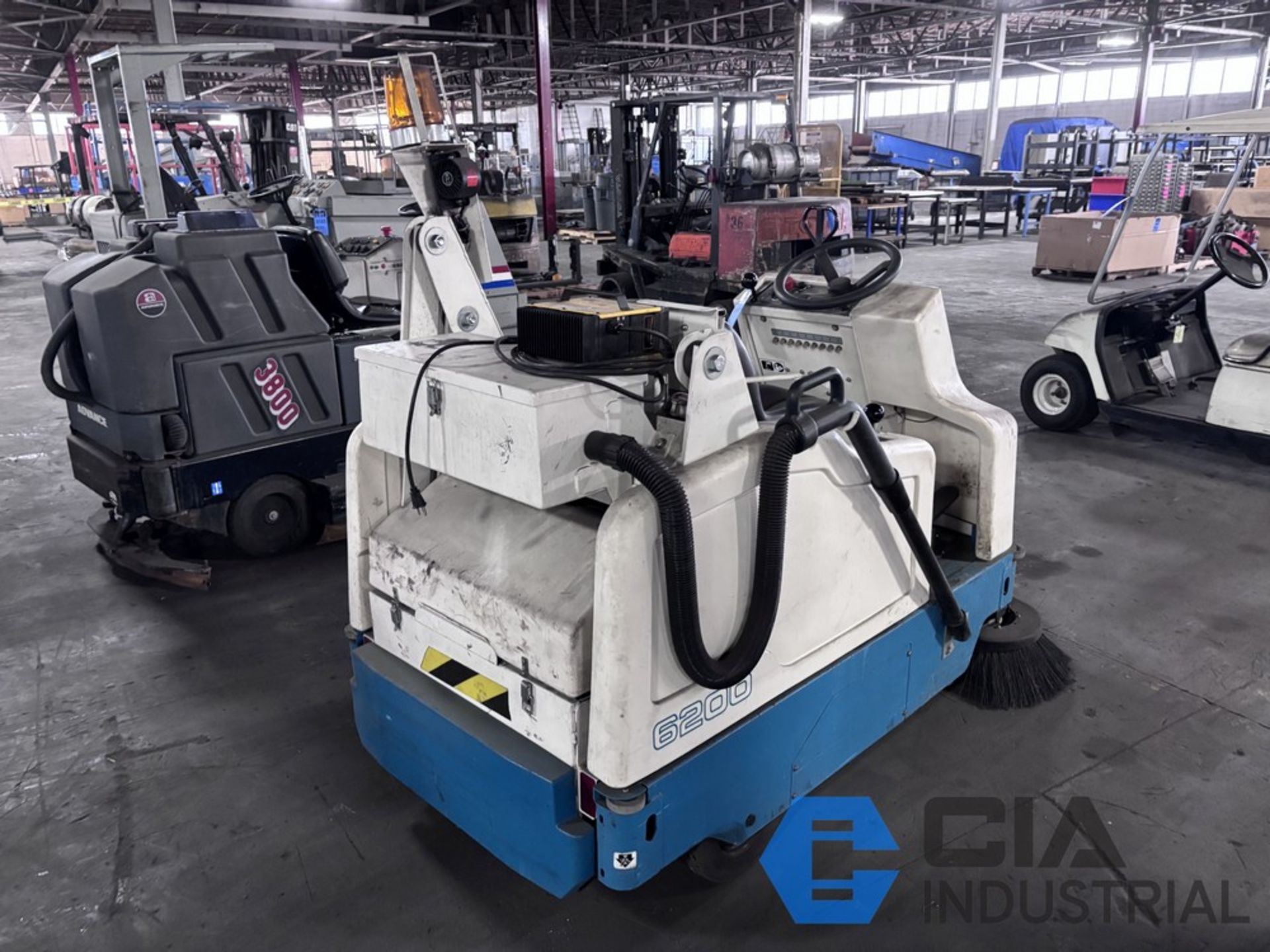 TENNANT MODEL 6200 ELECTRIC RIDE ON FLOOR SWEEPER / SCRUBBER; S/N 6200 ...