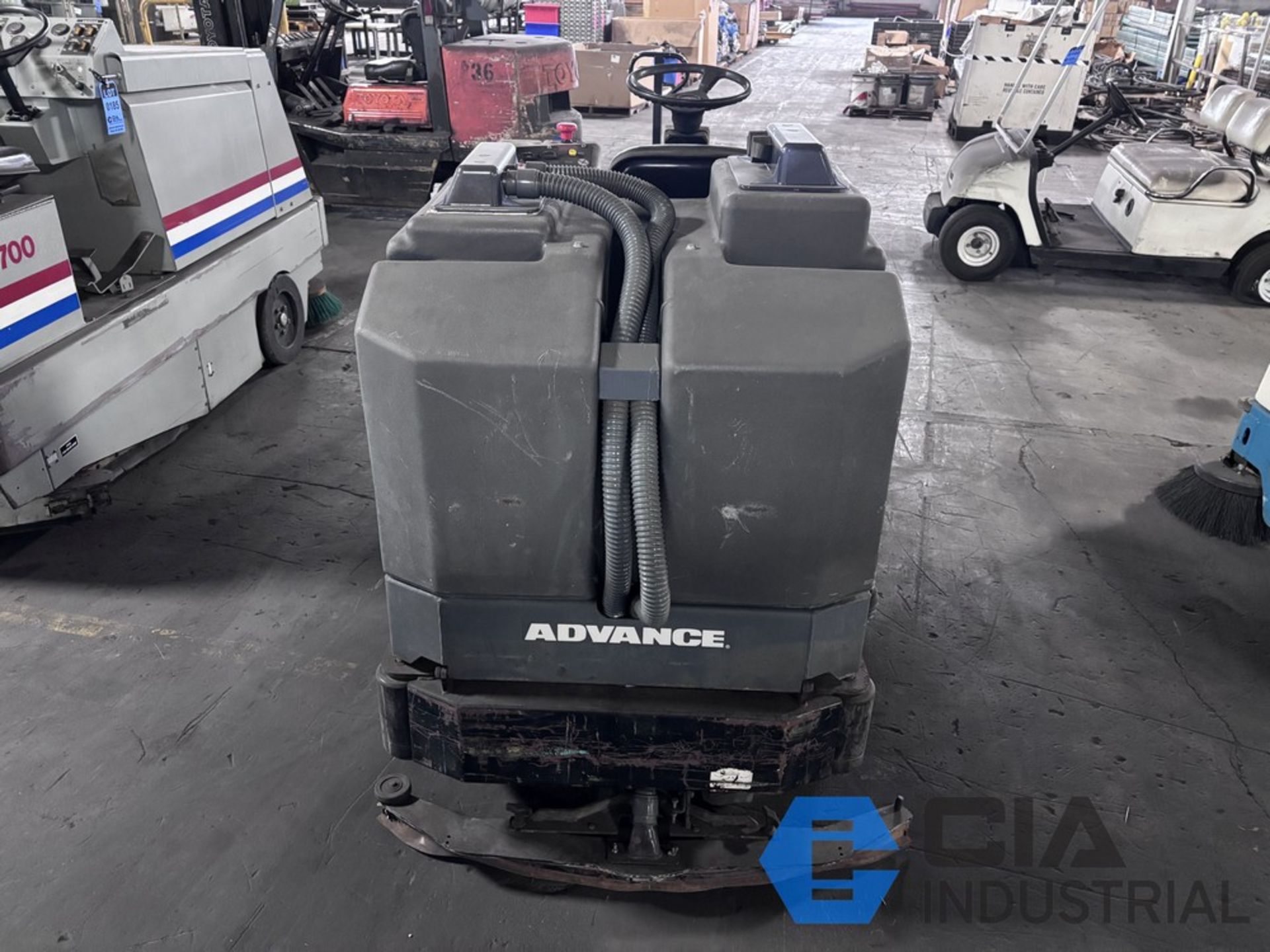 ADVANCE MODEL 3800 ELECTRIC RIDE ON FLOOR SWEEPER/ SCRUBBER; S/N ...