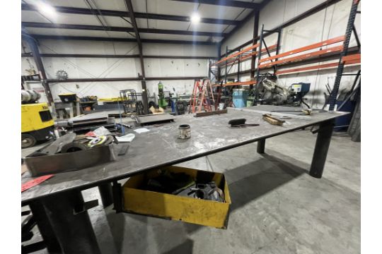 Large Custom Made Steel Shop Table 10 ft L x 4 ft W x 38 in H