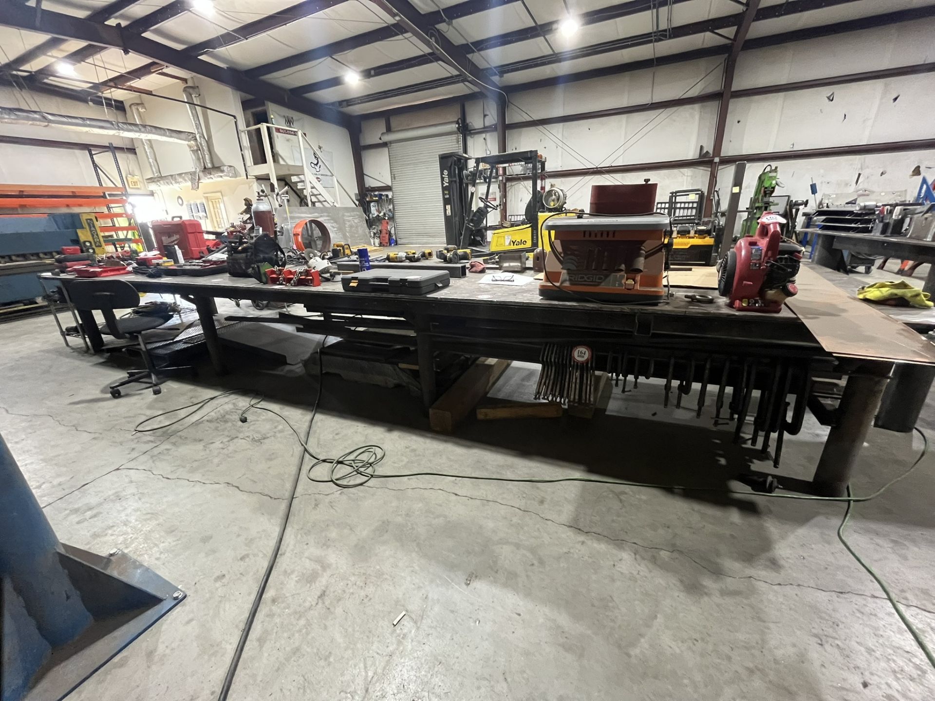 Custom Built Steel Shop/Welding Table, 20' L x 5" W, Includes Scrap ...