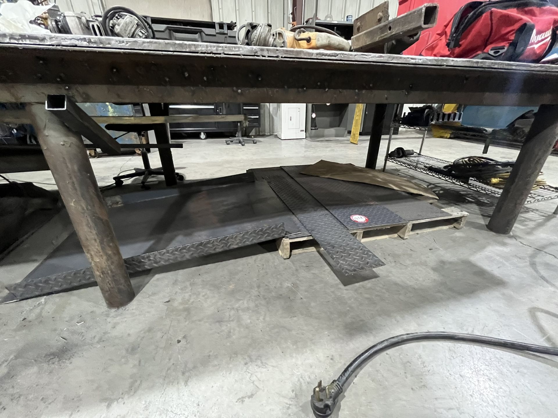 Custom Built Steel Shop/Welding Table, 20' L x 5" W, Includes Scrap ...