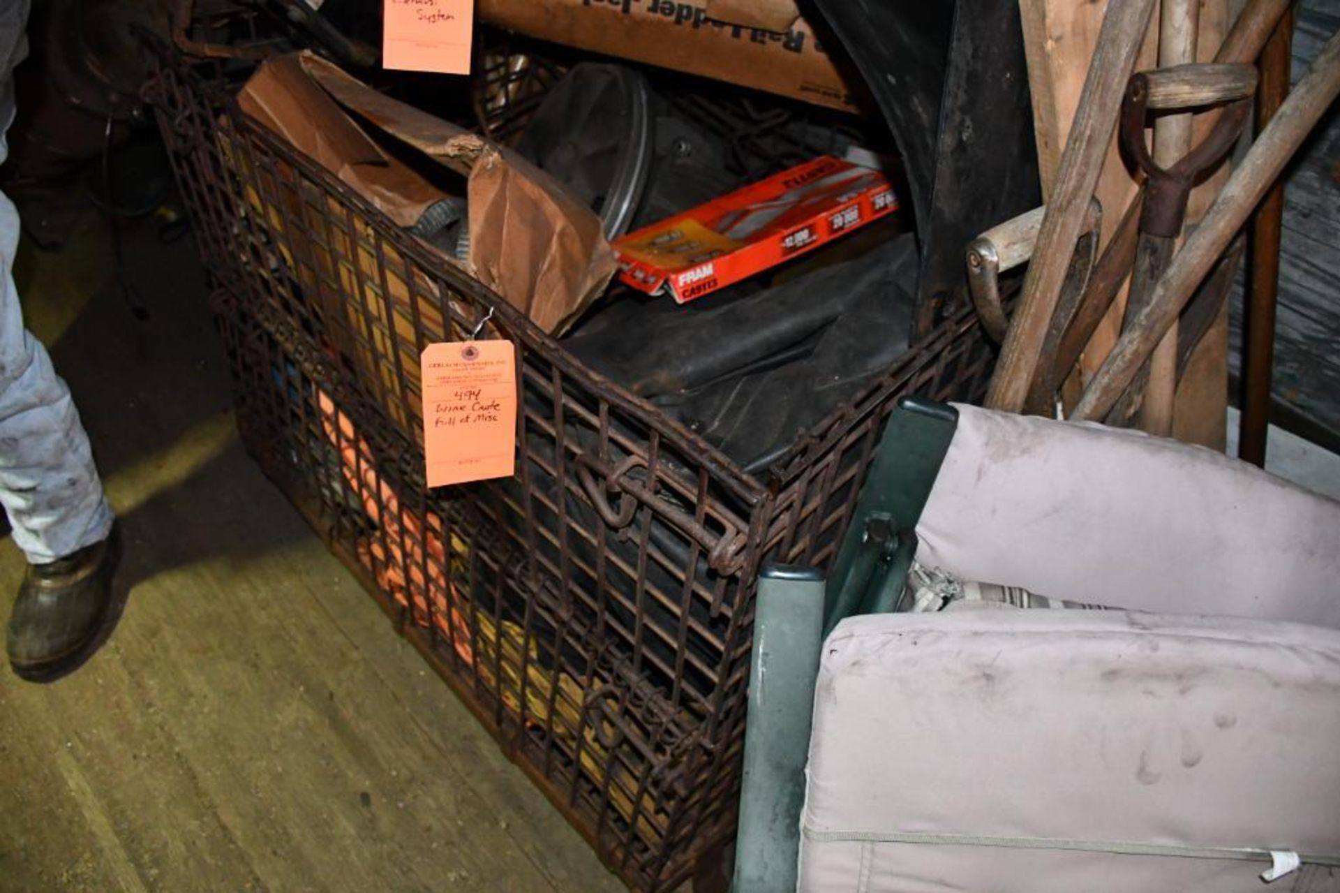 WIRE CRATE FULL OF MISC.
