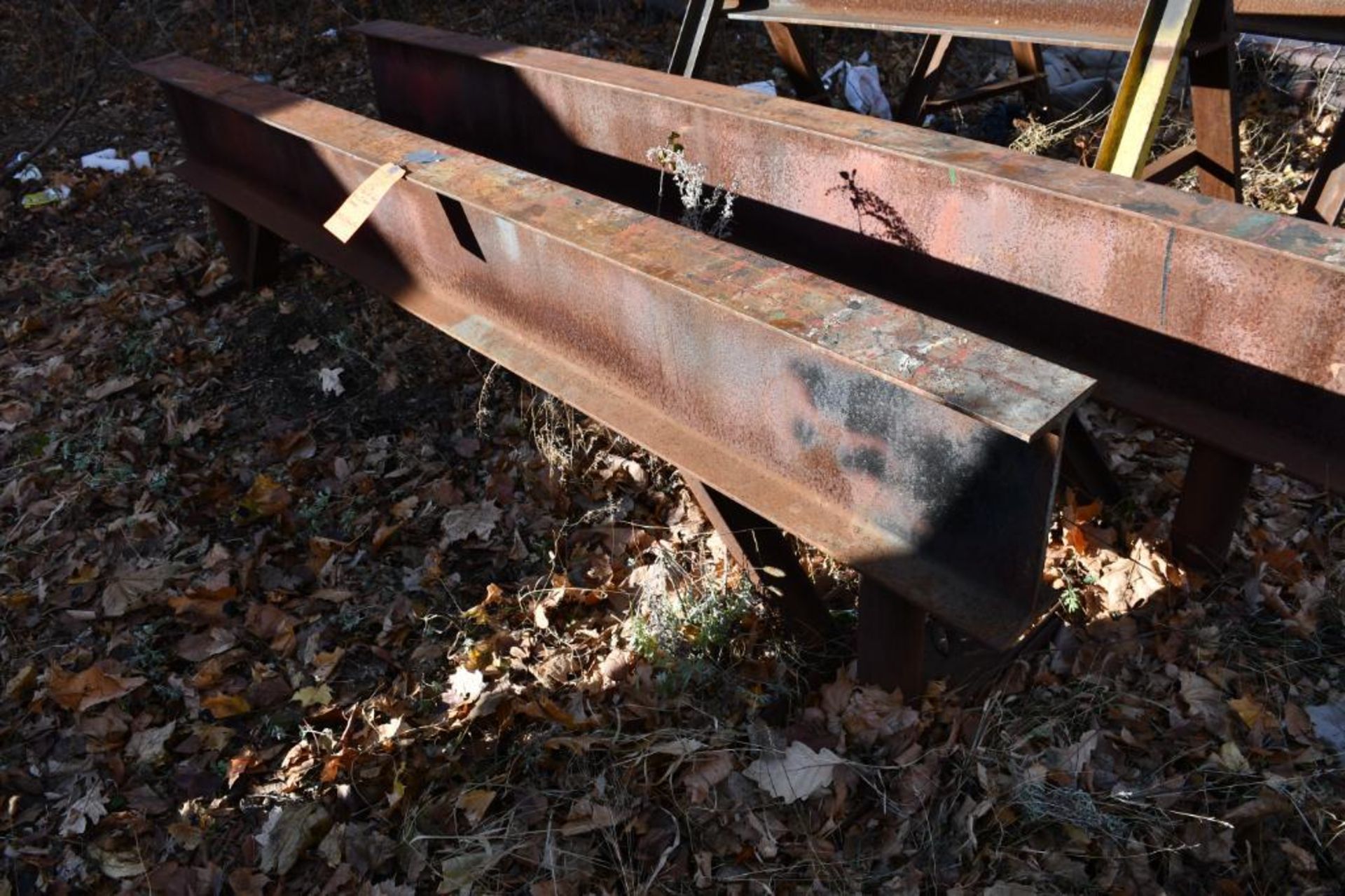 PAIR OF HEAVY DUTY I BEAM STANDS, 105"L x 5"W x 24"H