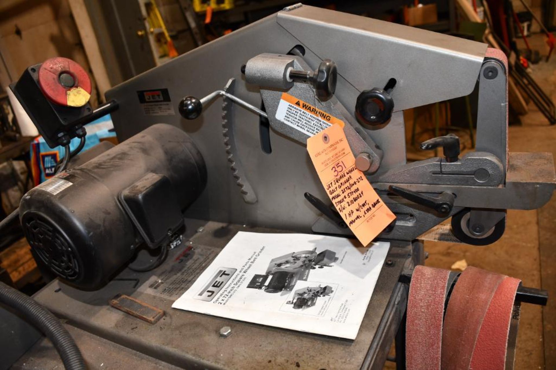 Jet Square Wheel Belt Grinder, Model 2X72/SWG-272, Stock 577400, s/n ...