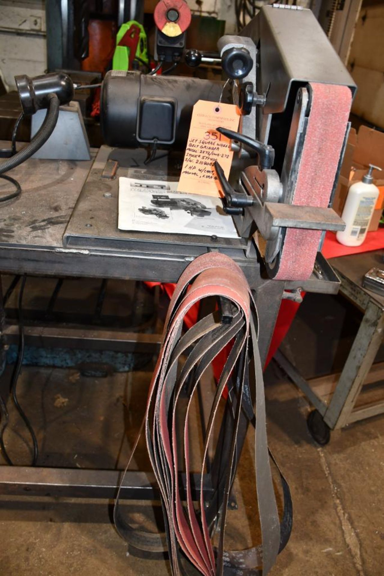 Jet Square Wheel Belt Grinder, Model 2X72/SWG-272, Stock 577400, s/n ...