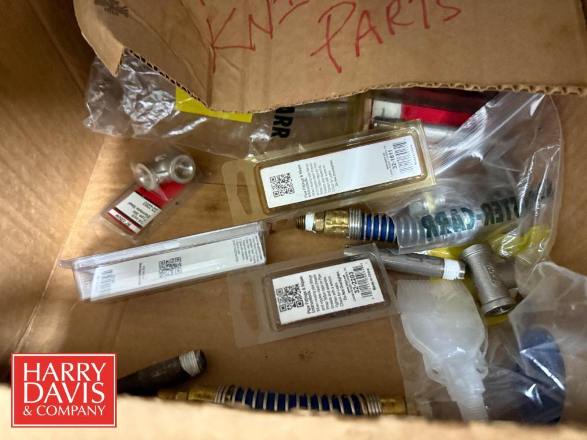 Shelf with Contents, Including: Vat Parts, Pump Parts, Valves, Fittings ...